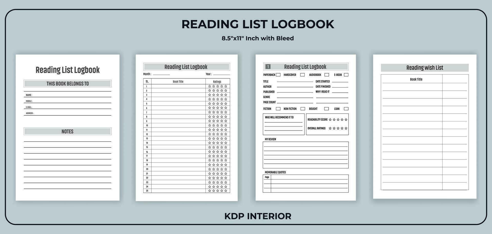 Reading List Log book Template 24805536 Vector Art at Vecteezy