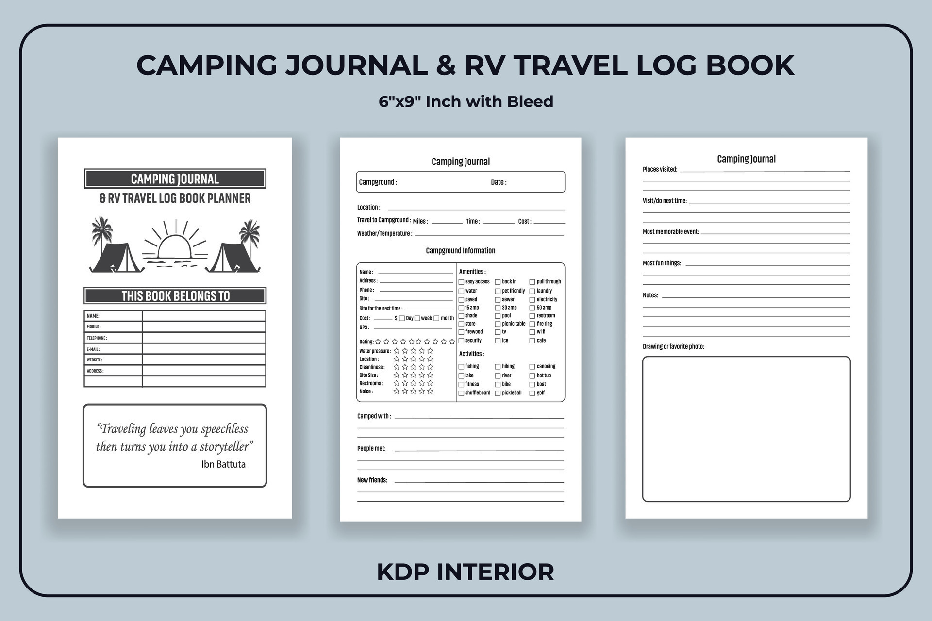 Camping Journal and RV Travel Log Book Planner 24805577 Vector Art at ...