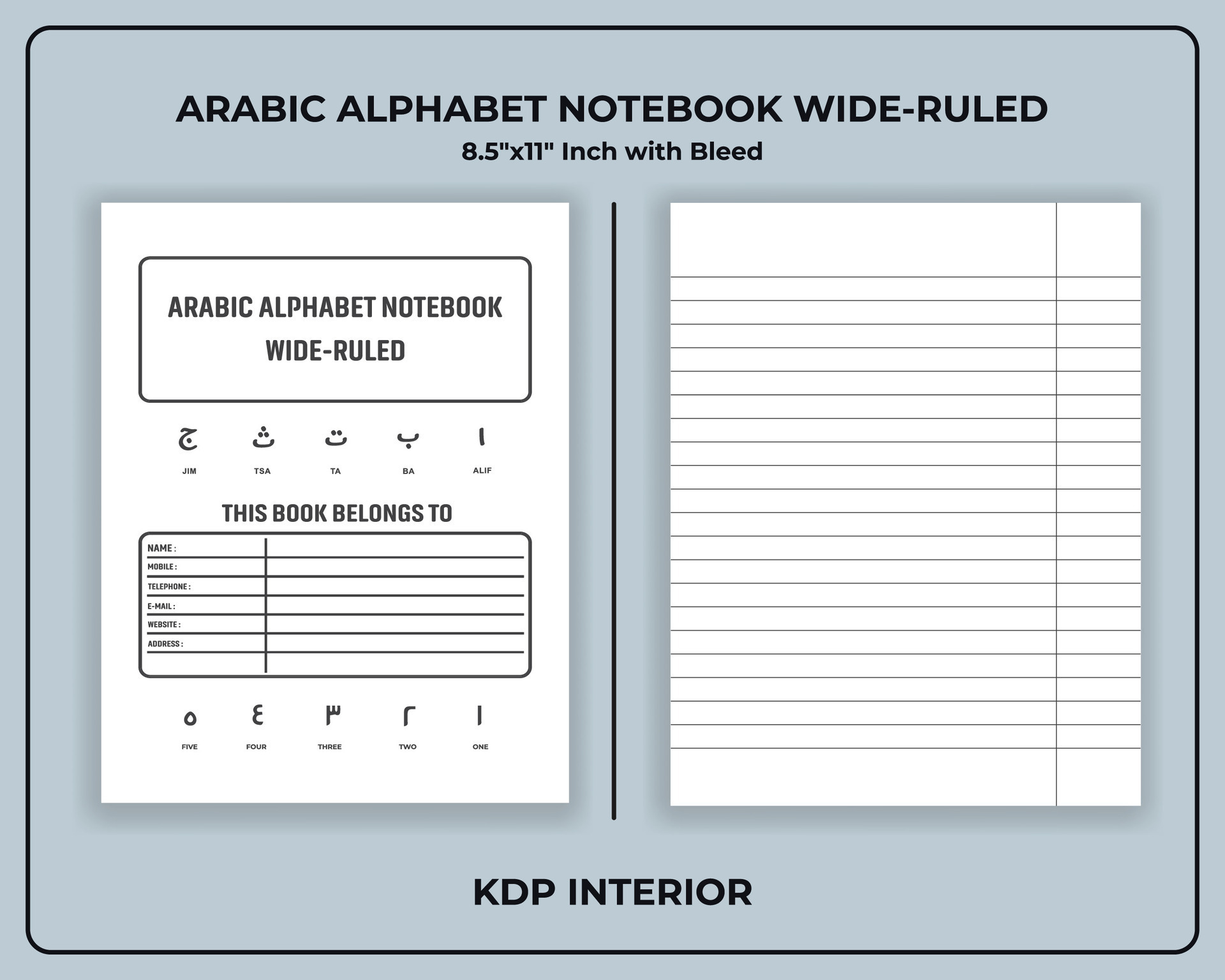 Arabic Alphabet Notebook Wide Ruled KDP Interior 24805597 Vector Art at ...