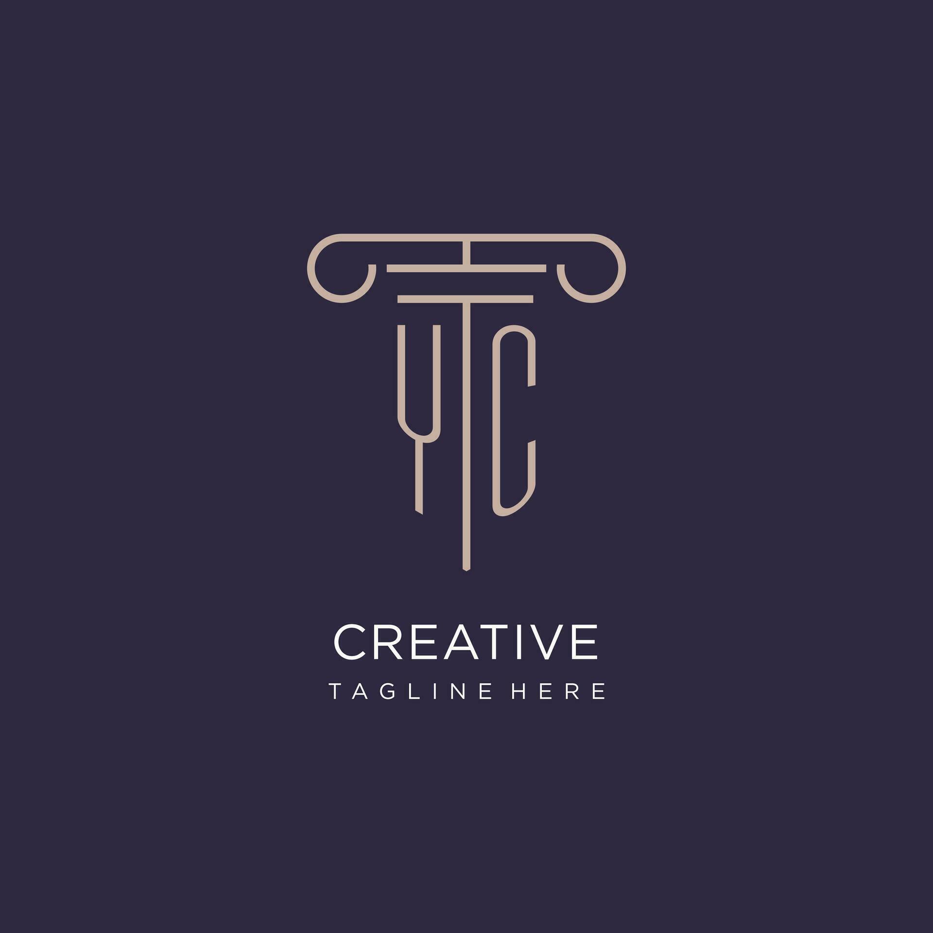 Yc Initial With Pillar Logo Design Luxury Law Office Logo Style 24808966 Vector Art At Vecteezy