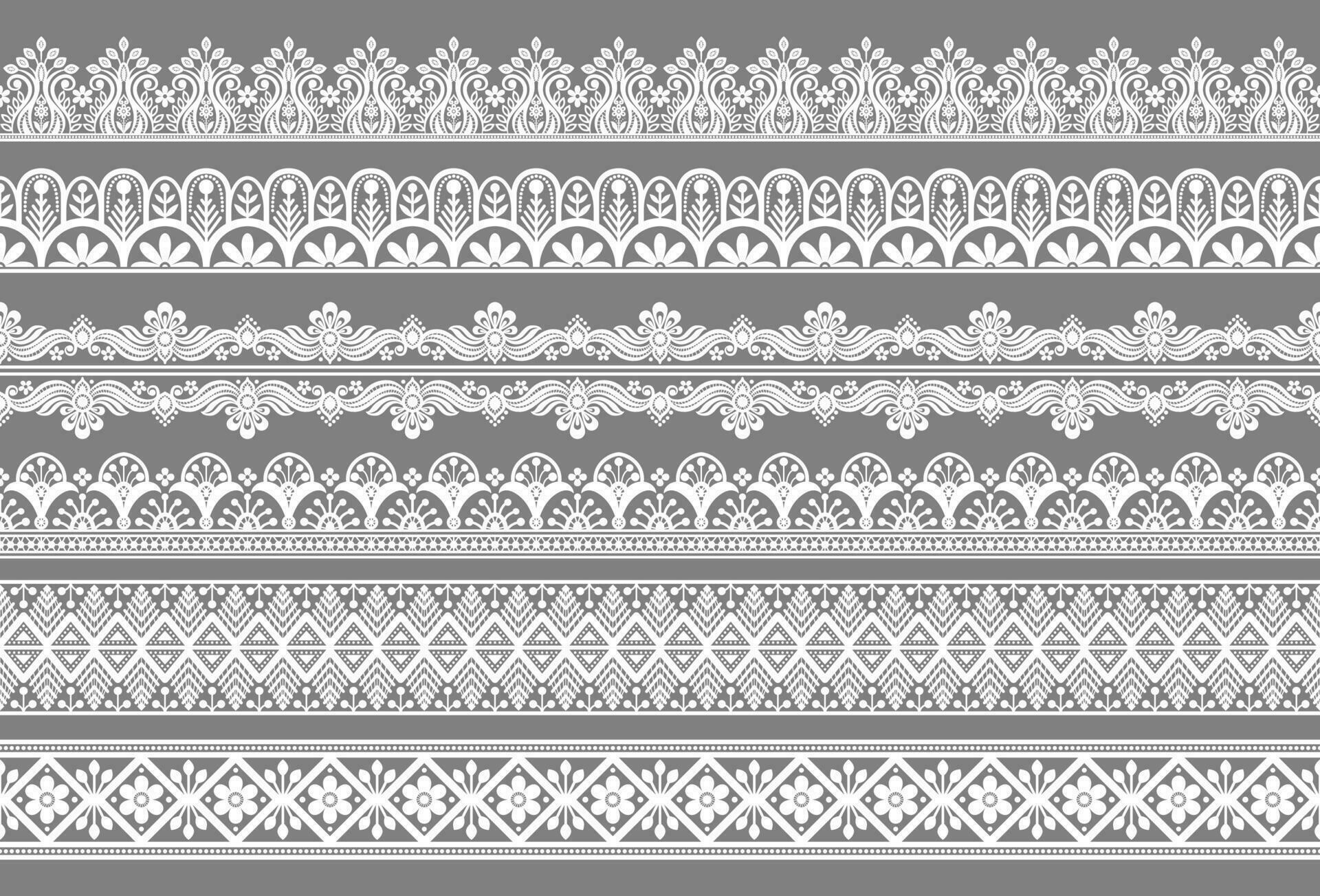 Vector set of floral elements. Seamless pattern for frames and borders ...