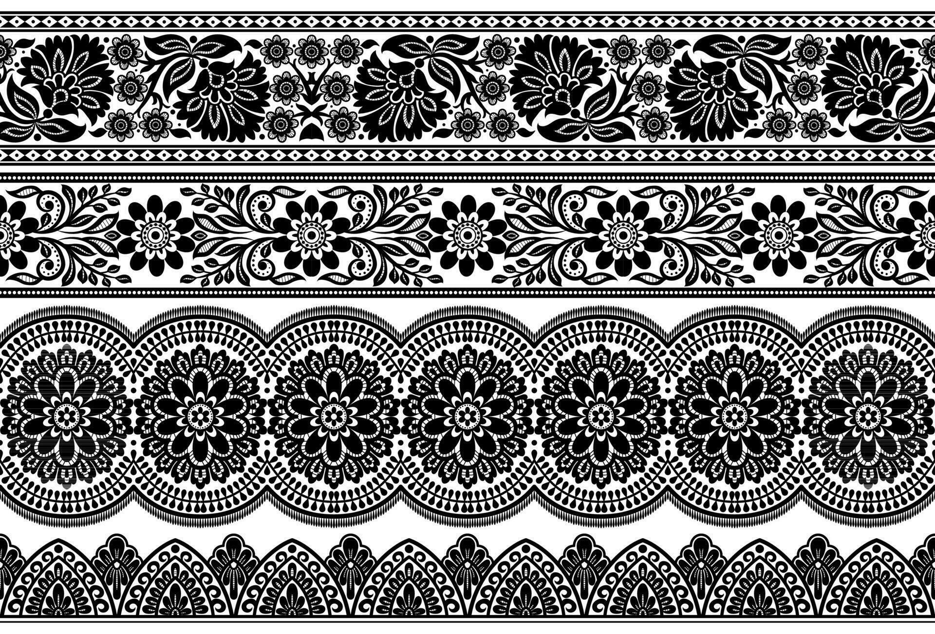 Vector set of floral elements. Seamless pattern for frames and borders ...