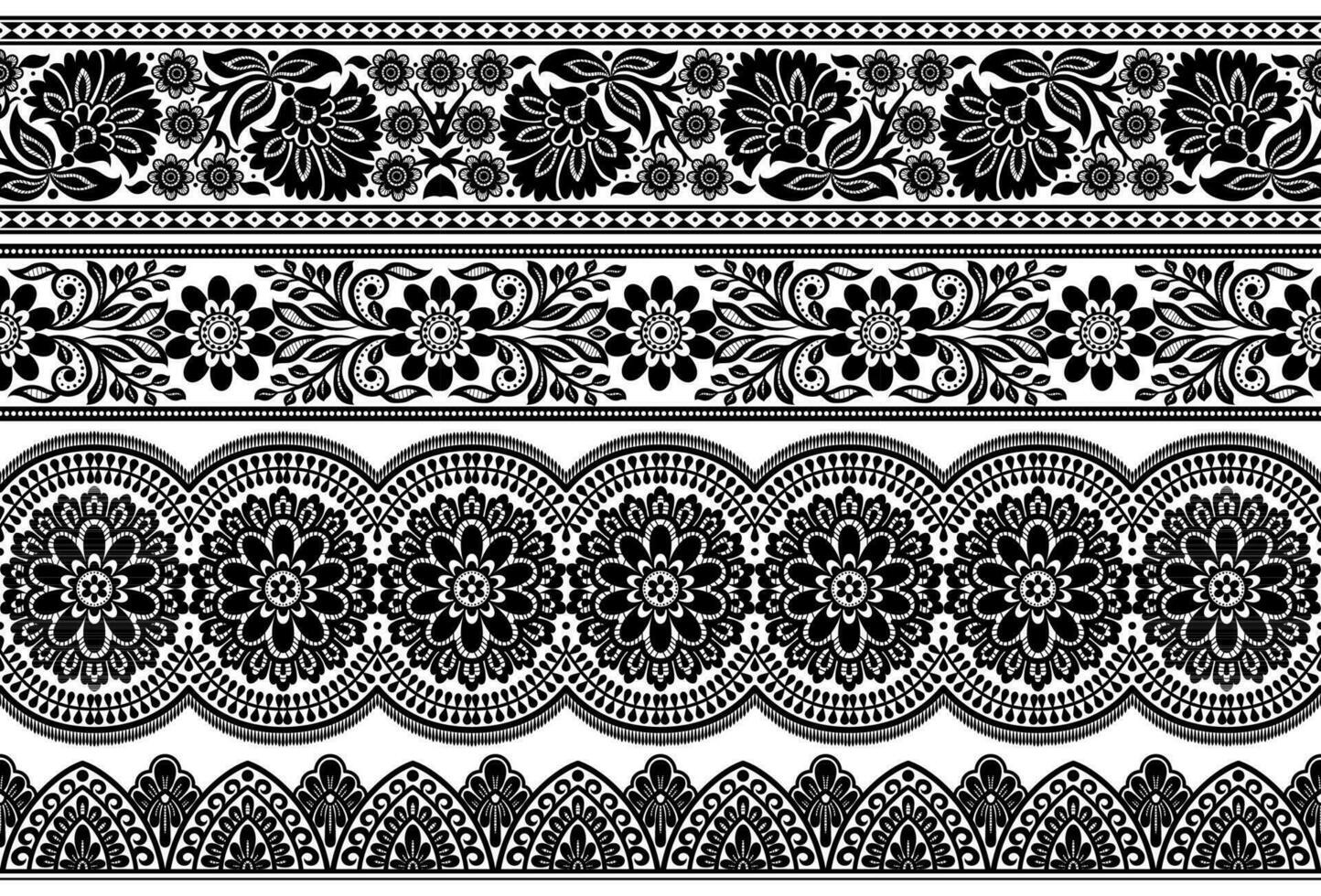 Vector set of floral elements. Seamless pattern for frames and borders. Used pattern brushes ...