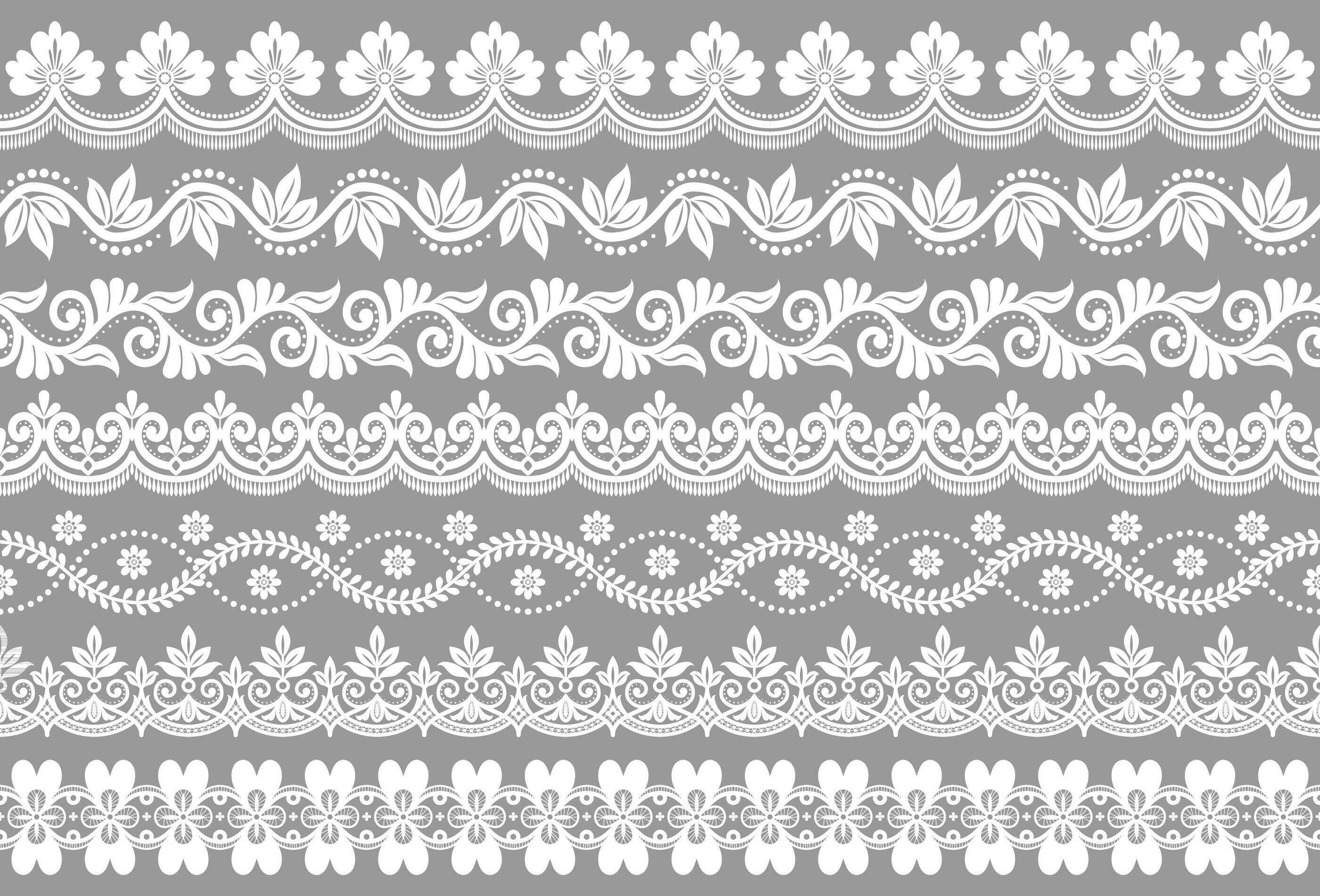 Vector set of floral elements. Seamless pattern for frames and borders ...