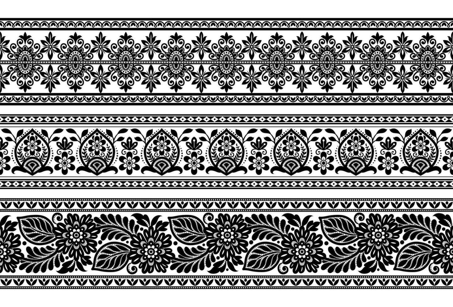 Vector set of floral elements. Seamless pattern for frames and borders ...