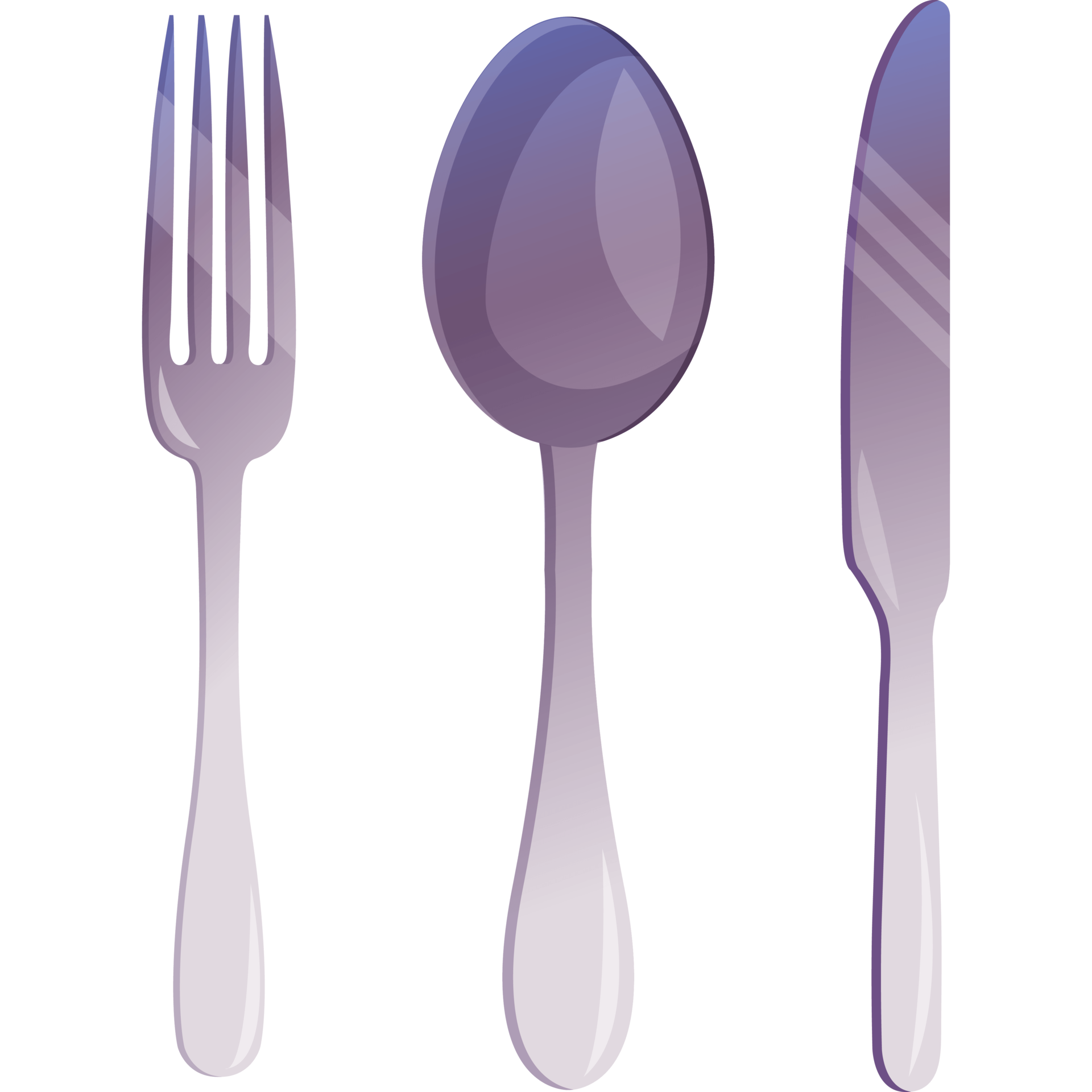 Set Of Cutlery Fork Spoon Knife Tableware Kitchenware Top View Cartoon Illustration