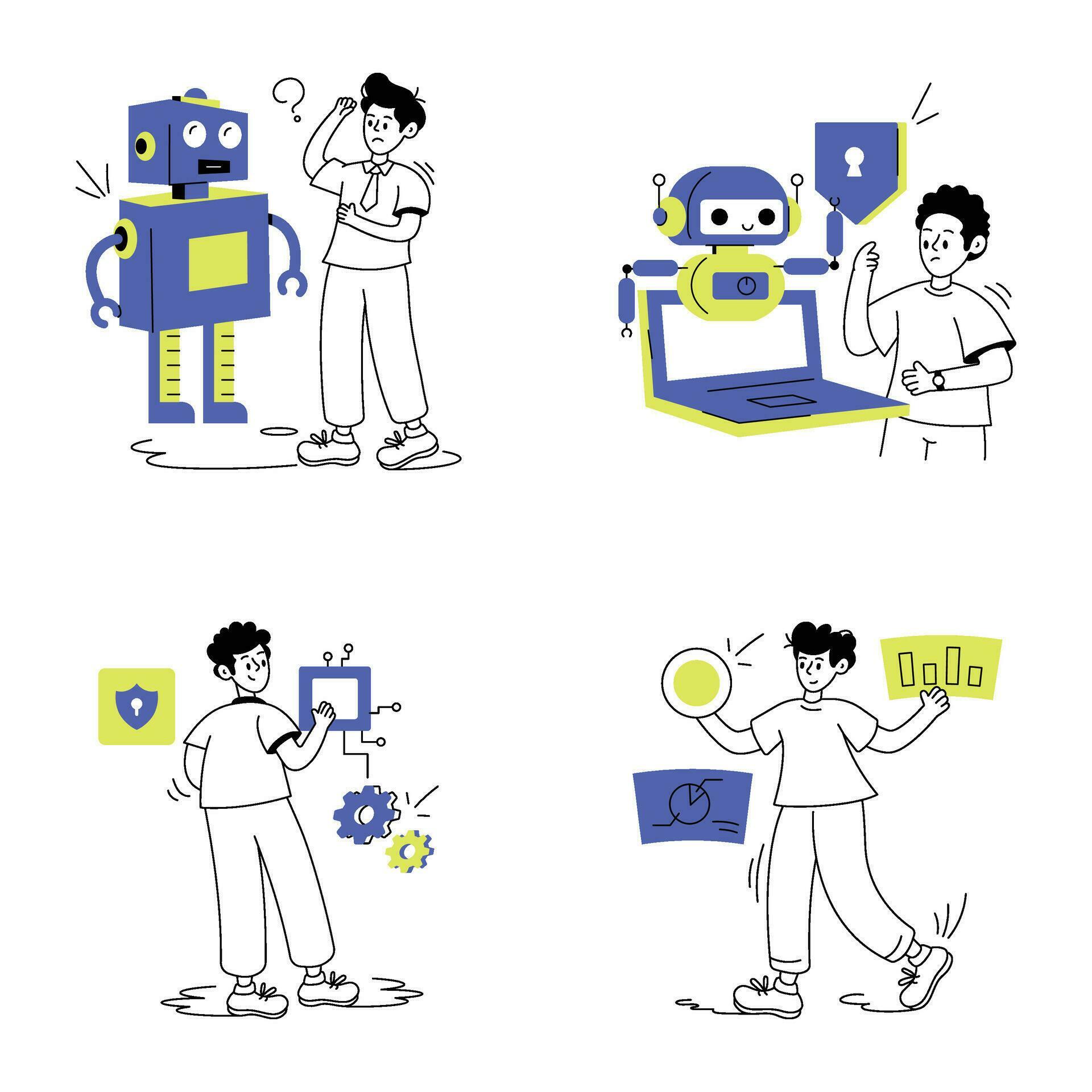 Set of Robotics Line Illustrations 24822279 Vector Art at Vecteezy