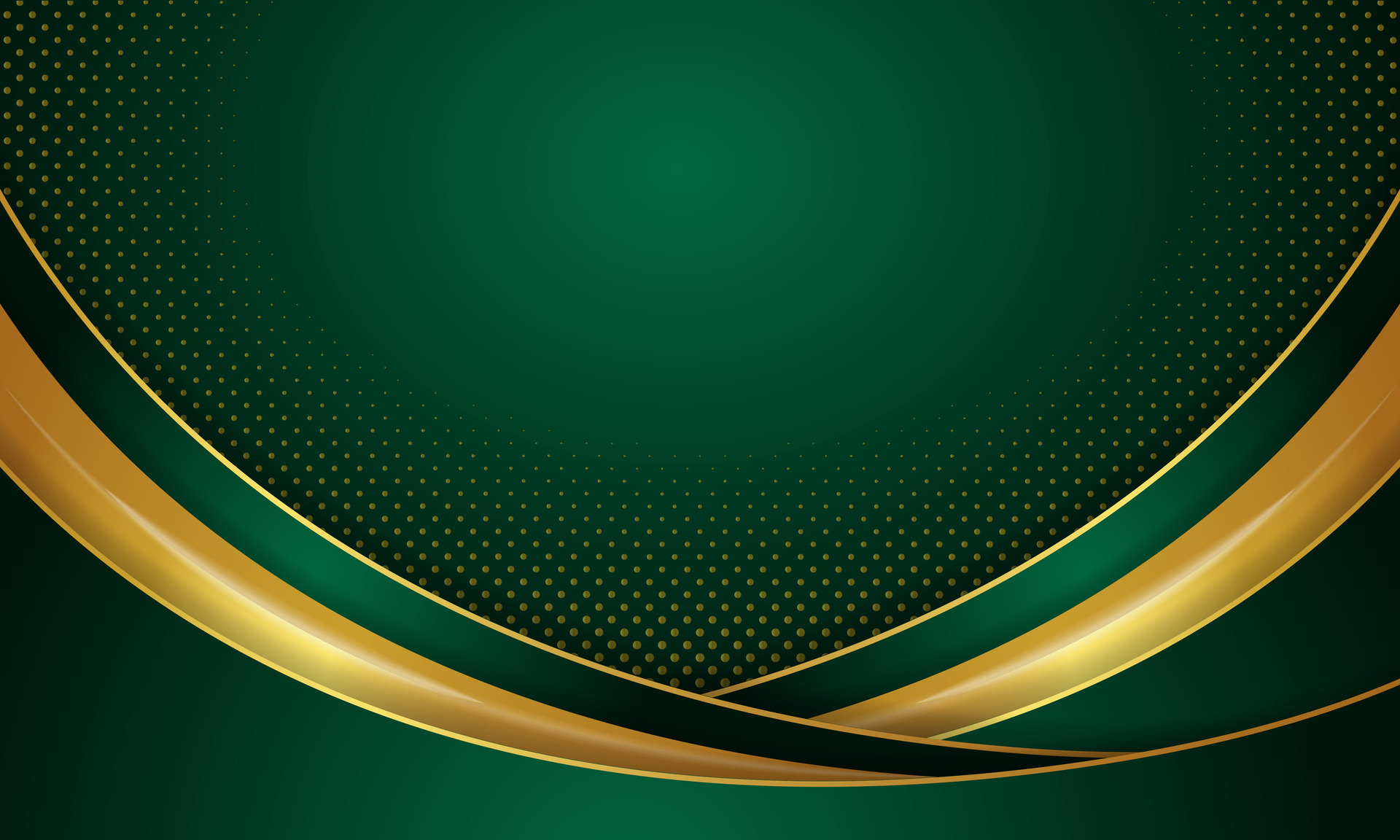 Luxury Green Background Combine With Glowing Golden Lines Overlap