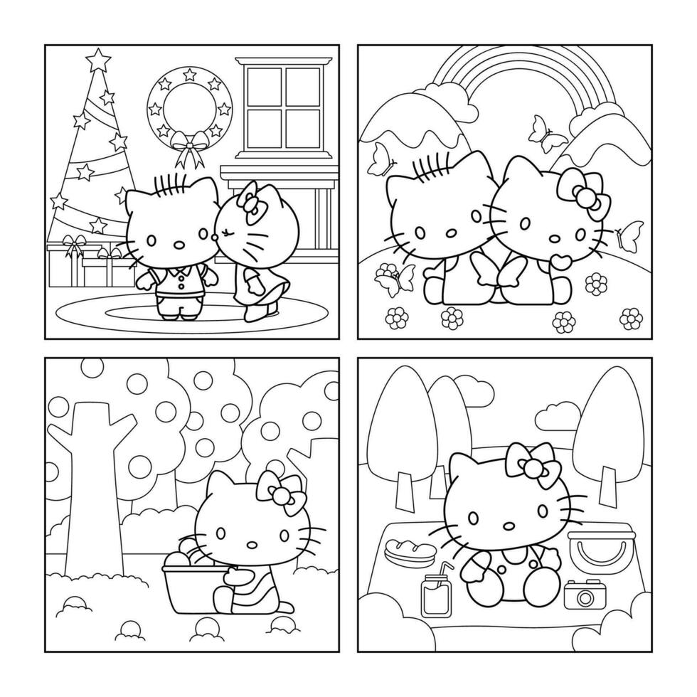 Hello Kitty Characters Coloring Pages