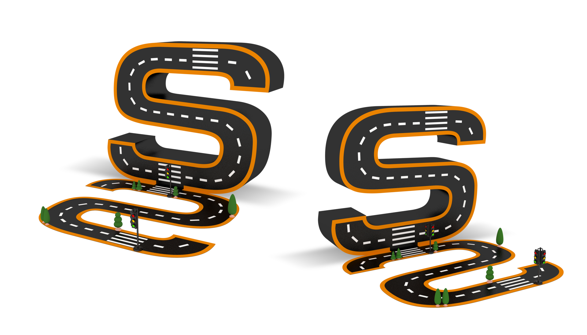 Alphabet Symbols Of The Figures In The Form Of A Road White And Yellow Alphabet Symbols Of The Figures In The Form Of A Road White And Yellow