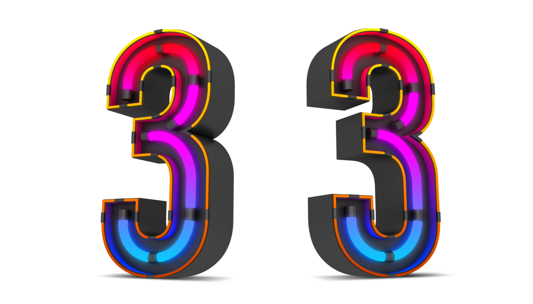 Black number with colorful neon light, 3d rendering 24830524 PNG Black number with colorful neon light, 3d rendering 24830524 PNG