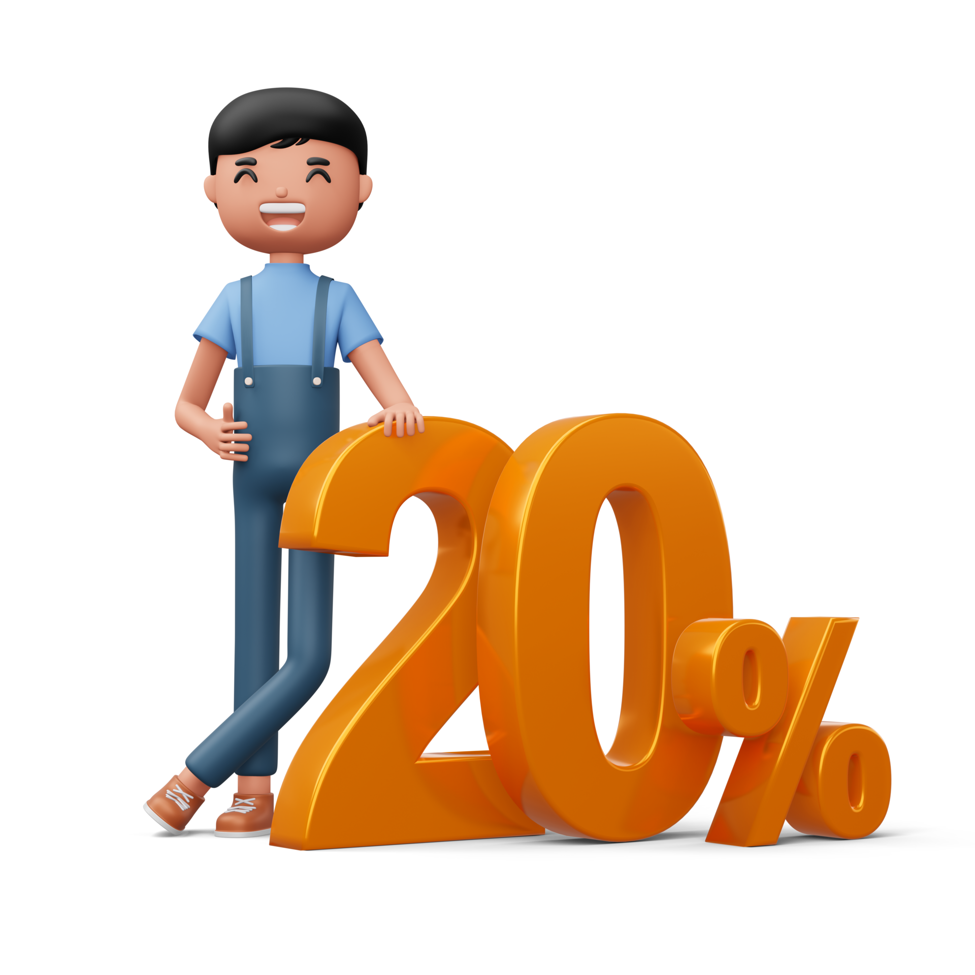 Happy Man With Golden Number Twenty Percent 3d Rendering 24830608 PNG Happy Man With Golden Number Twenty Percent 3d Rendering 24830608 PNG