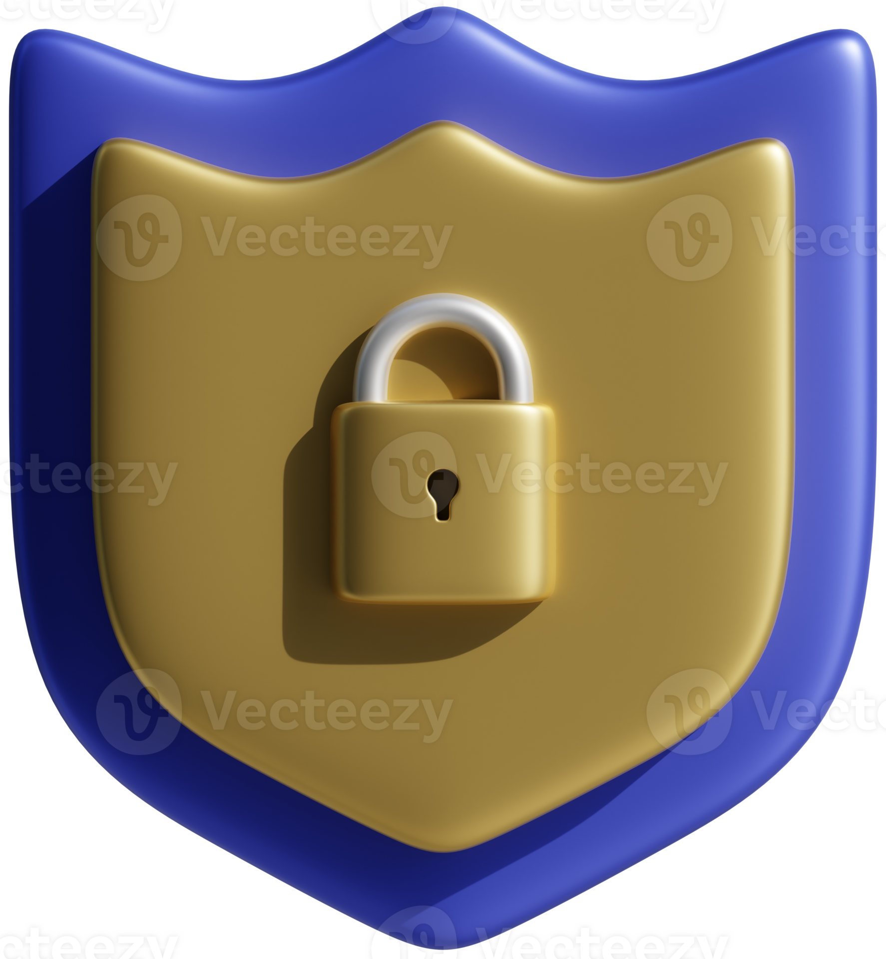 3d Render Shield With Key Lock Secure Protection Security Safe Guard Concept Web Icon Sign