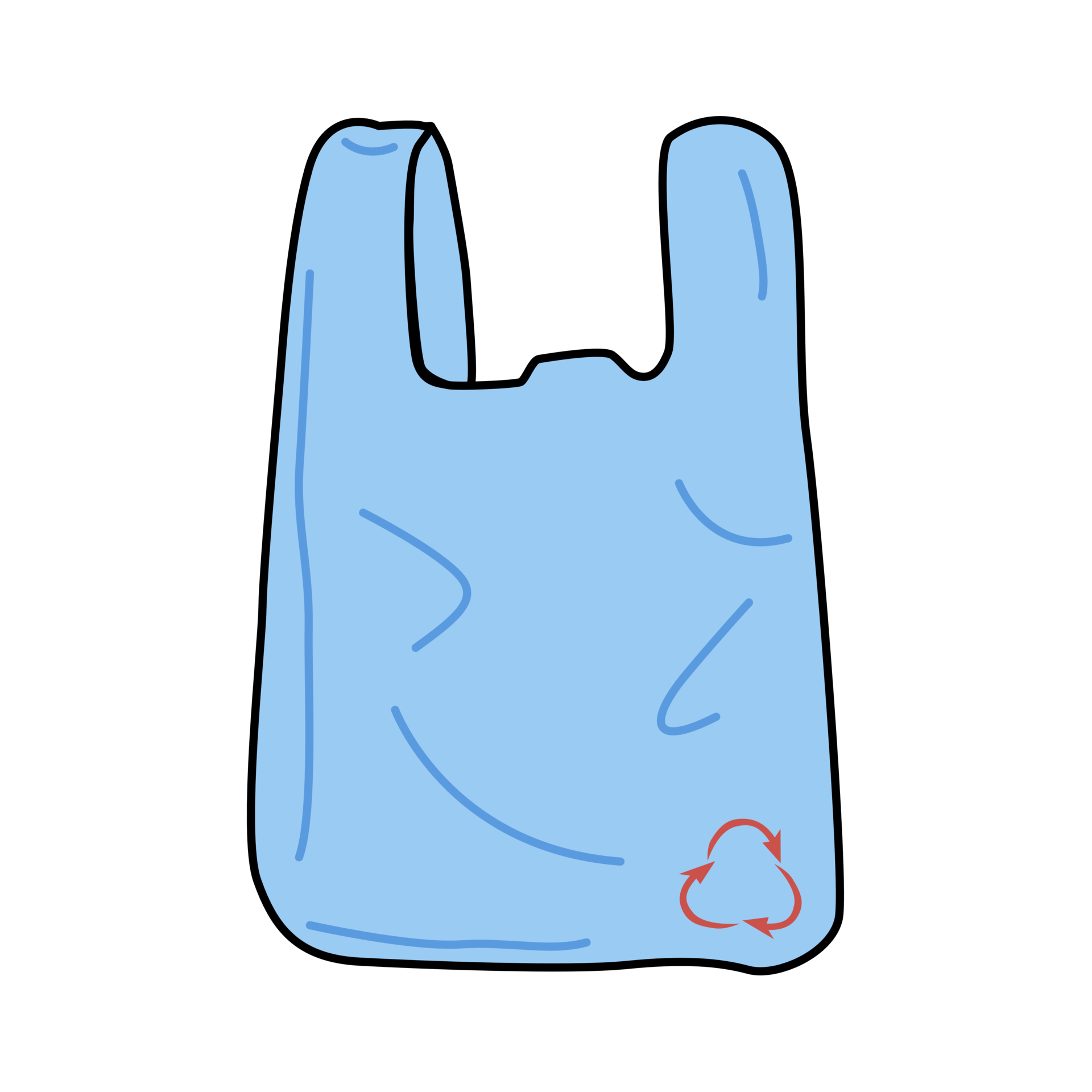 Cartoon cute plastic bag character with recycle symbol 24831222 PNG