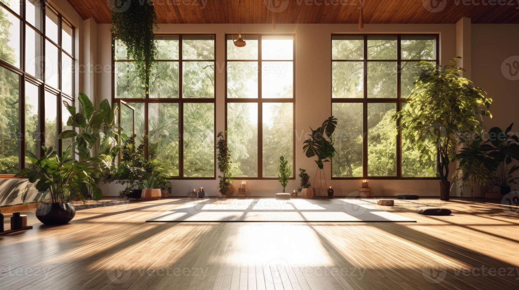Sunlit room filled with lush green plants and large windows. 24842484 Stock Photo at Vecteezy