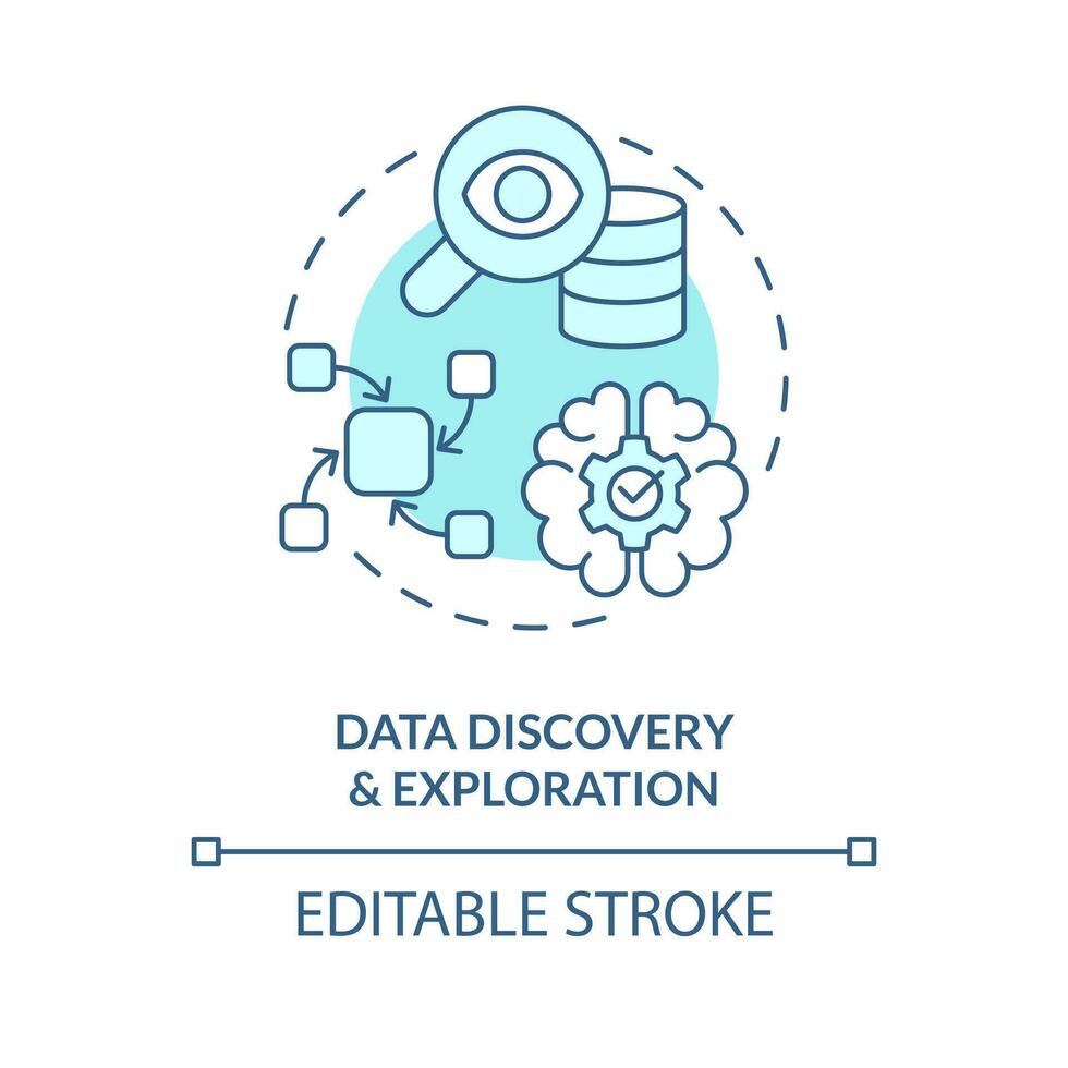 Data discovery and exploration turquoise concept icon. Analytics. Data ...