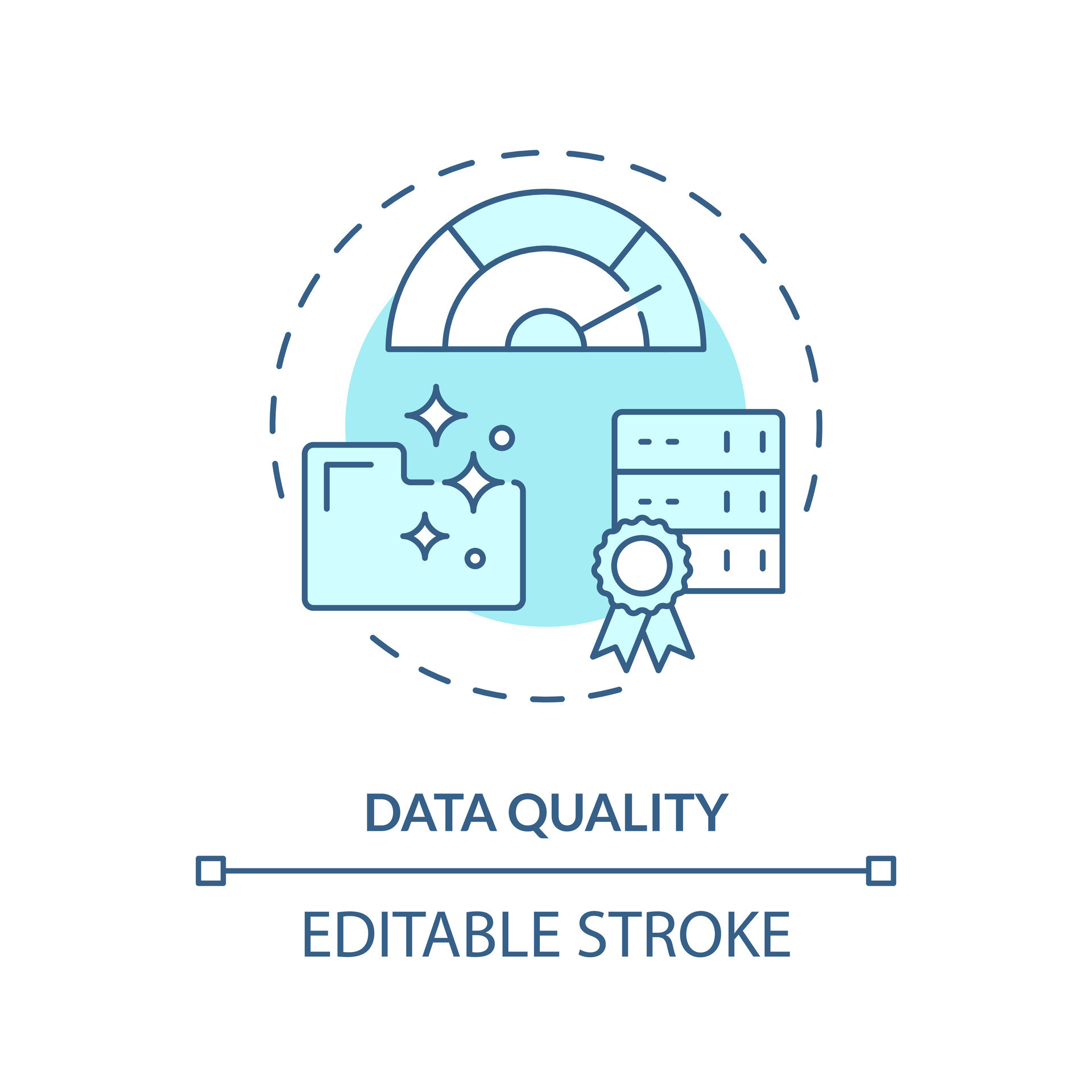 Data quality turquoise concept icon. Relevant and accurate information ...