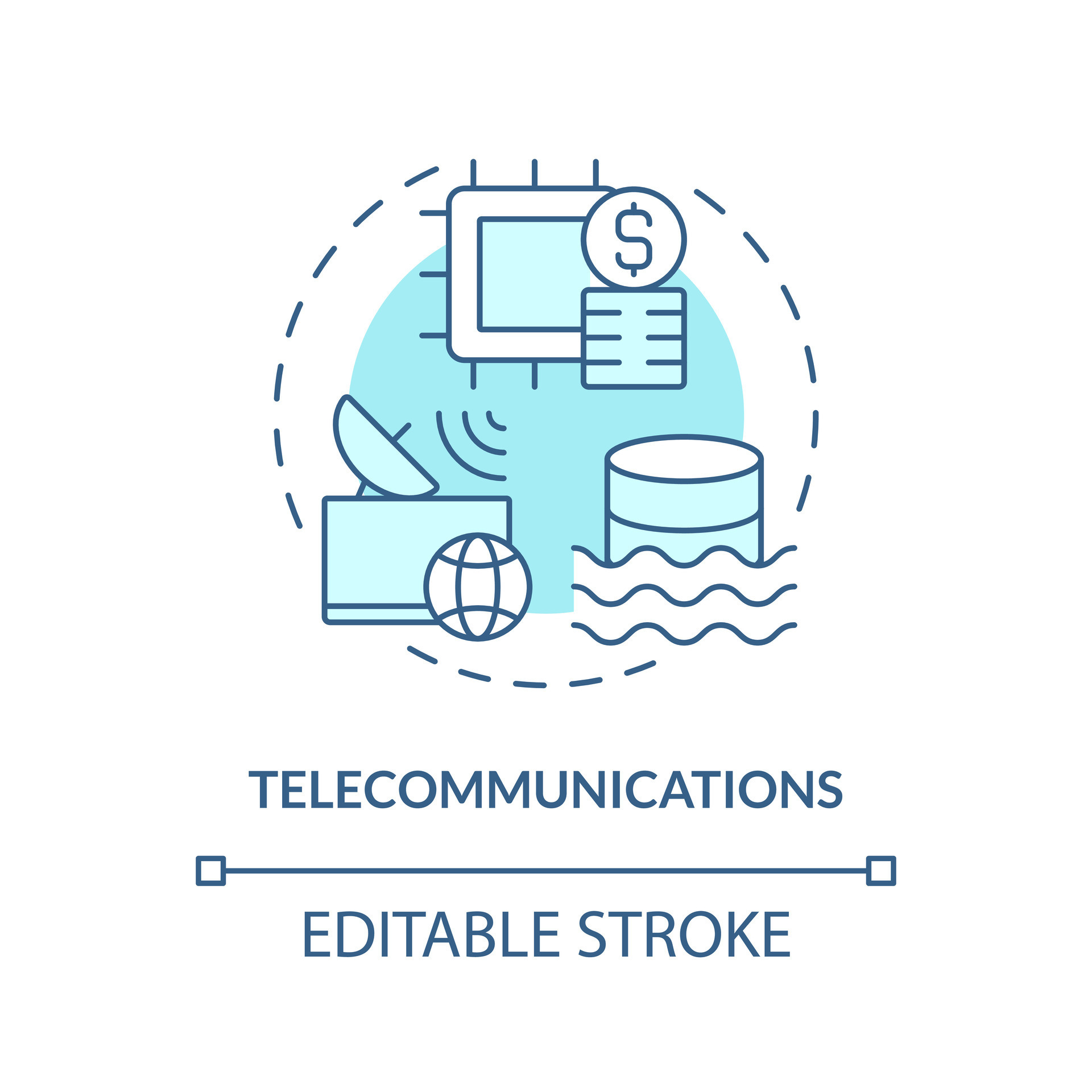 Telecommunications Turquoise Concept Icon Telecom Industry Data Lake Use Case Abstract Idea