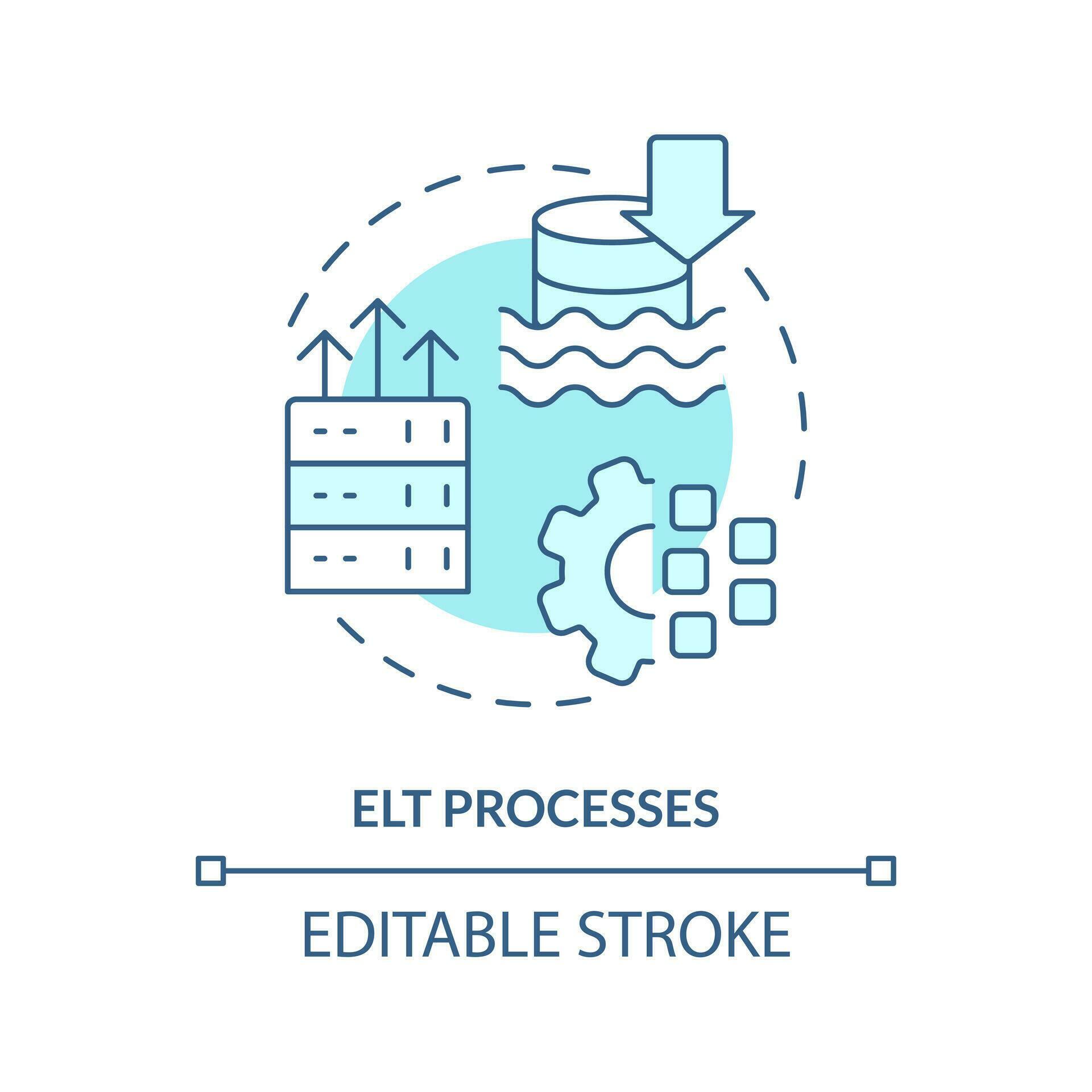 ELT processes turquoise concept icon. Extract, load and transform ... ELT processes turquoise concept icon. Extract, load and transform ...