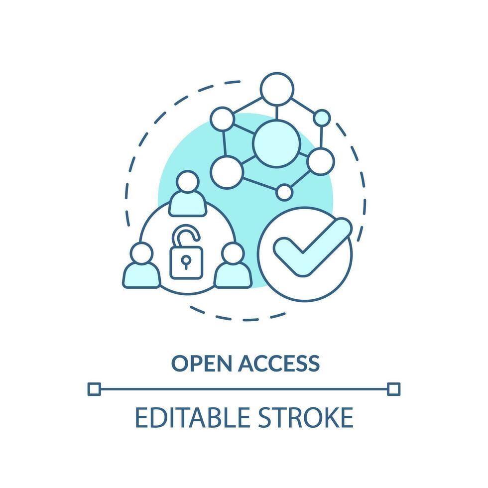 Open access turquoise concept icon. Free membership in program. DAO characteristic abstract idea ...