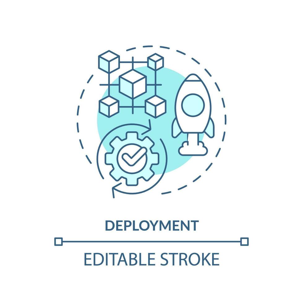 Deployment Turquoise Concept Icon Software Integration In System Dao Lunch Step Abstract Idea