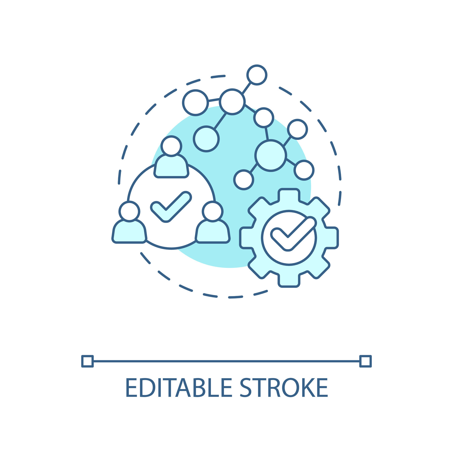 Decentralization Turquoise Concept Icon Outsource Specialists Dao Characteristic Abstract Idea