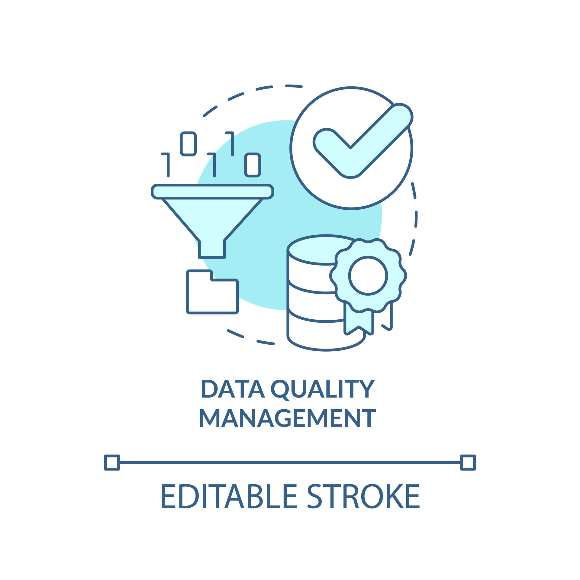 Data quality management turquoise concept icon. Reliable database ...