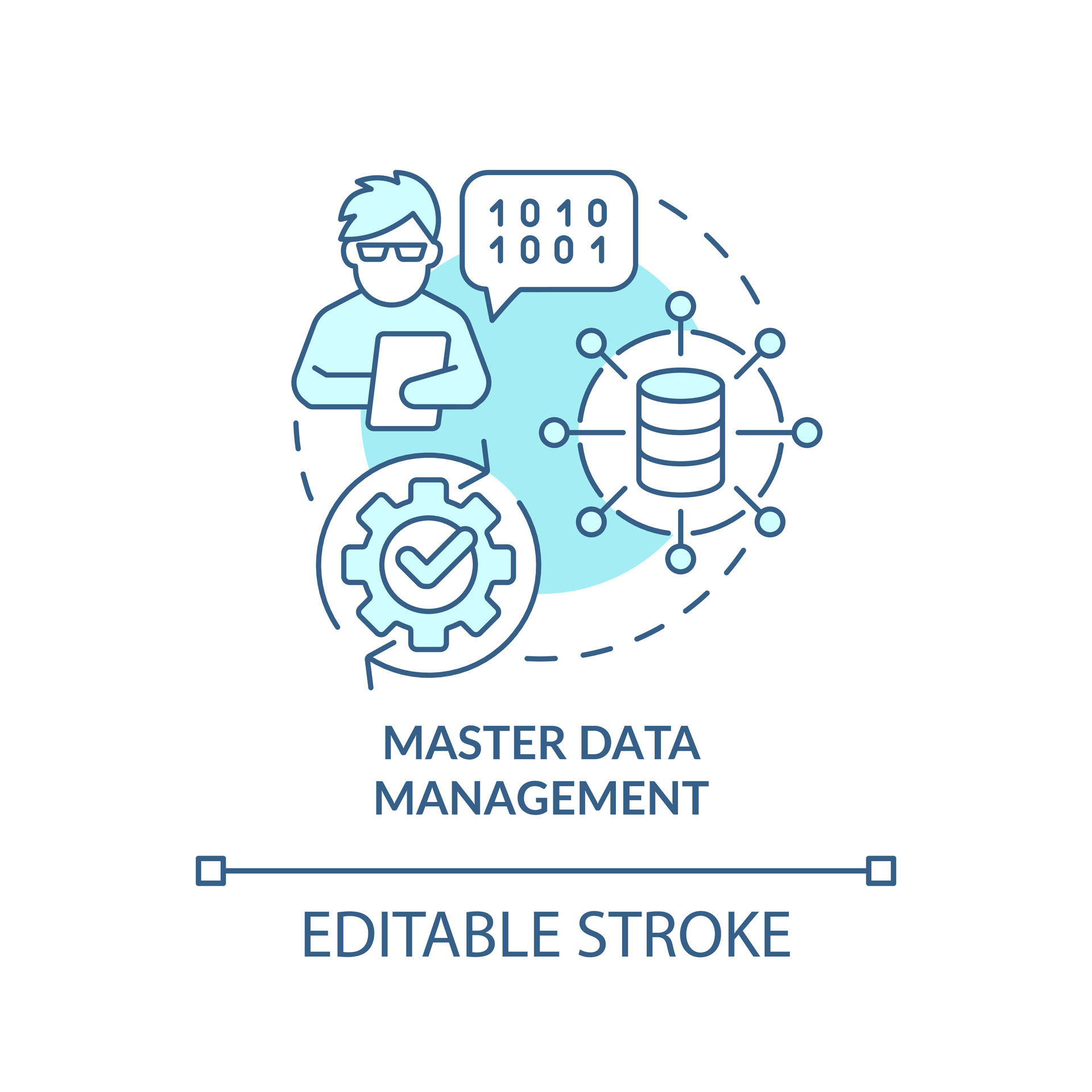 Master Data Management Turquoise Concept Icon Information Technology Abstract Idea Thin Line