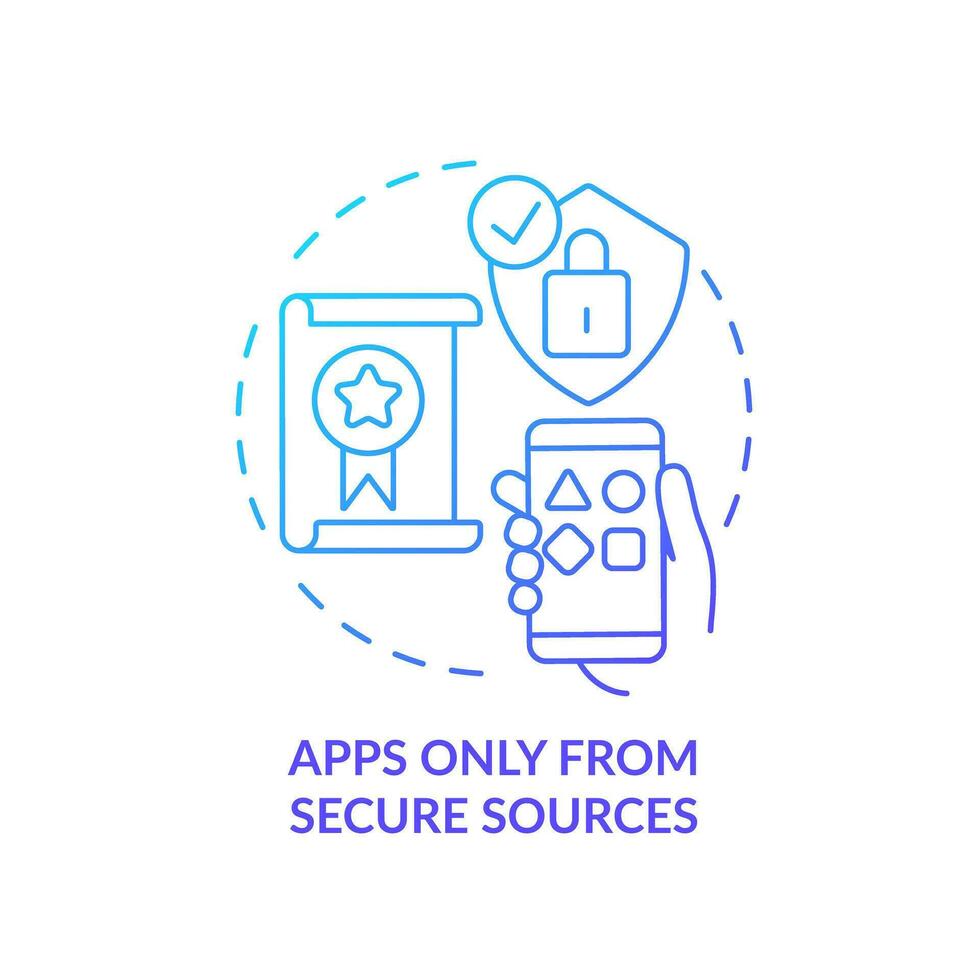 Apps Only From Secure Sources Blue Gradient Concept Icon Digital Safety Prevent Hacking