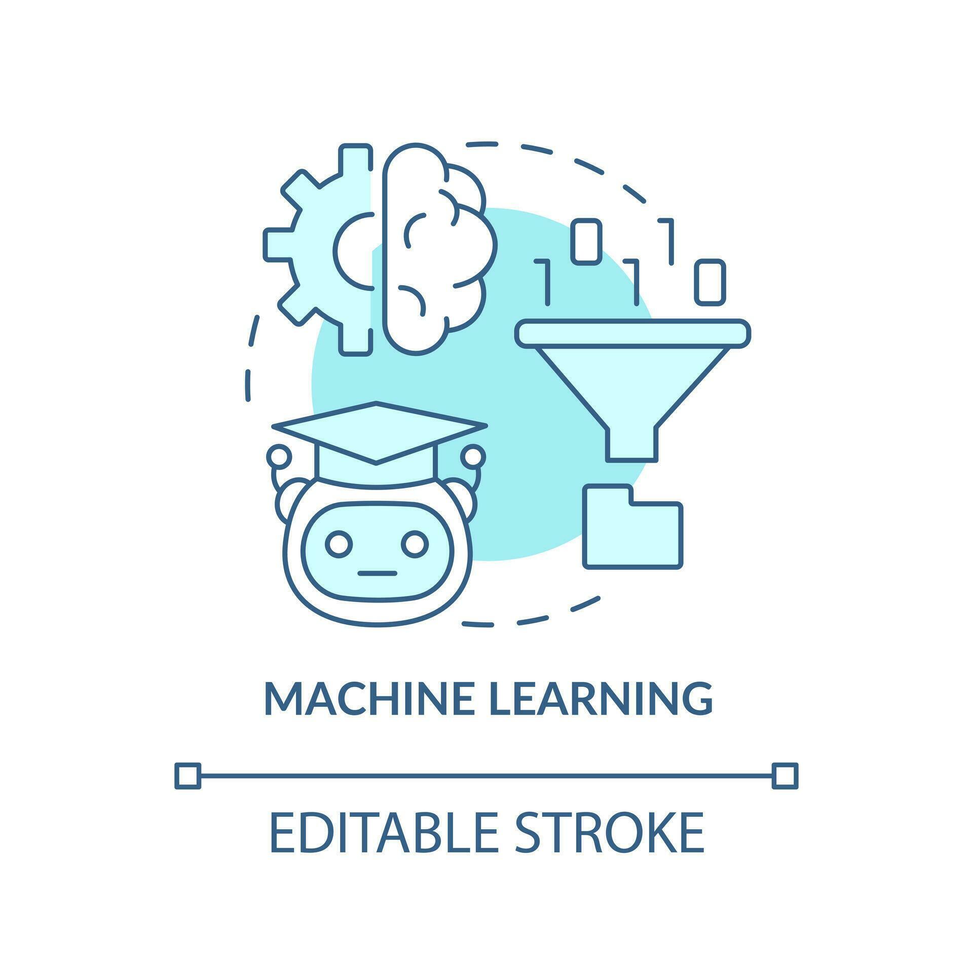 Machine learning turquoise concept icon. Innovation technology. Robotic ...
