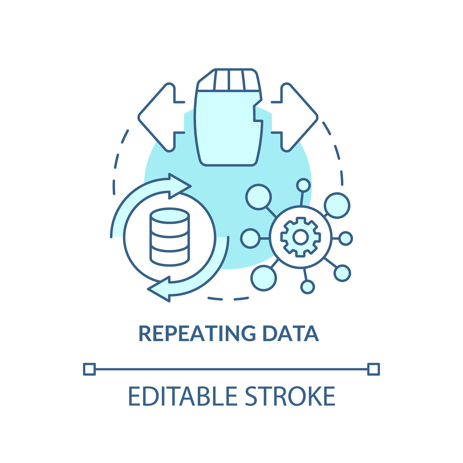 Repeating data turquoise concept icon. Massive information system ...