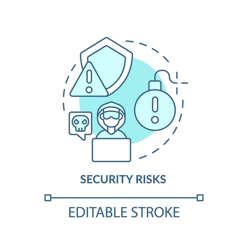 Security Risks Turquoise Concept Icon Strong Data Management System Abstract Idea Thin Line