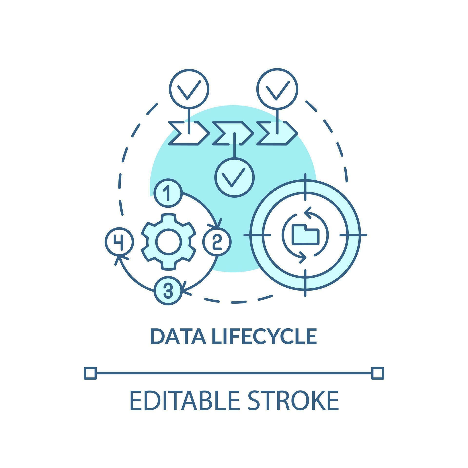 Data Lifecycle Turquoise Concept Icon Information Technology Usage Process Abstract Idea Thin