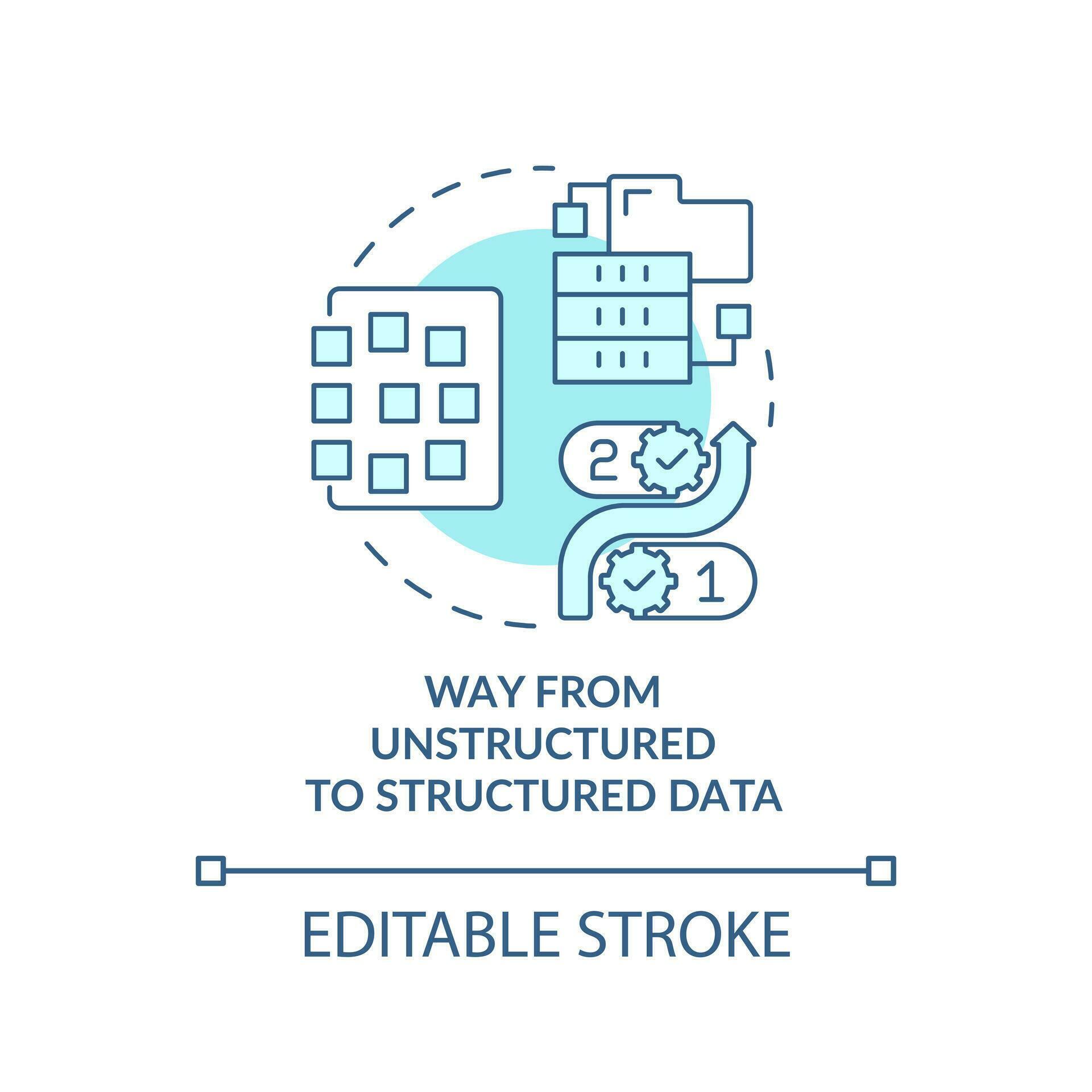 Way from unstructured to structured data turquoise concept icon ... Way from unstructured to structured data turquoise concept icon ...