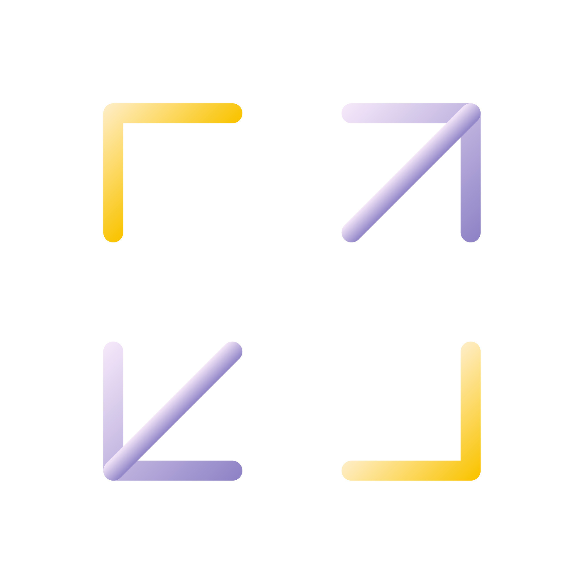 Screen enlarging flat gradient two-color ui icon. Display size changing tool. Player control ...