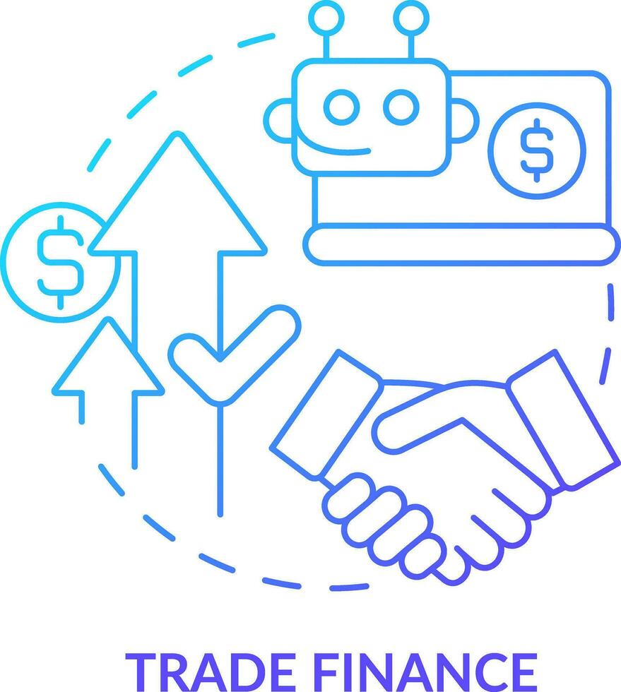 Trade finance blue gradient concept icon. Automated process. Treasury ... Trade finance blue gradient concept icon. Automated process. Treasury ...