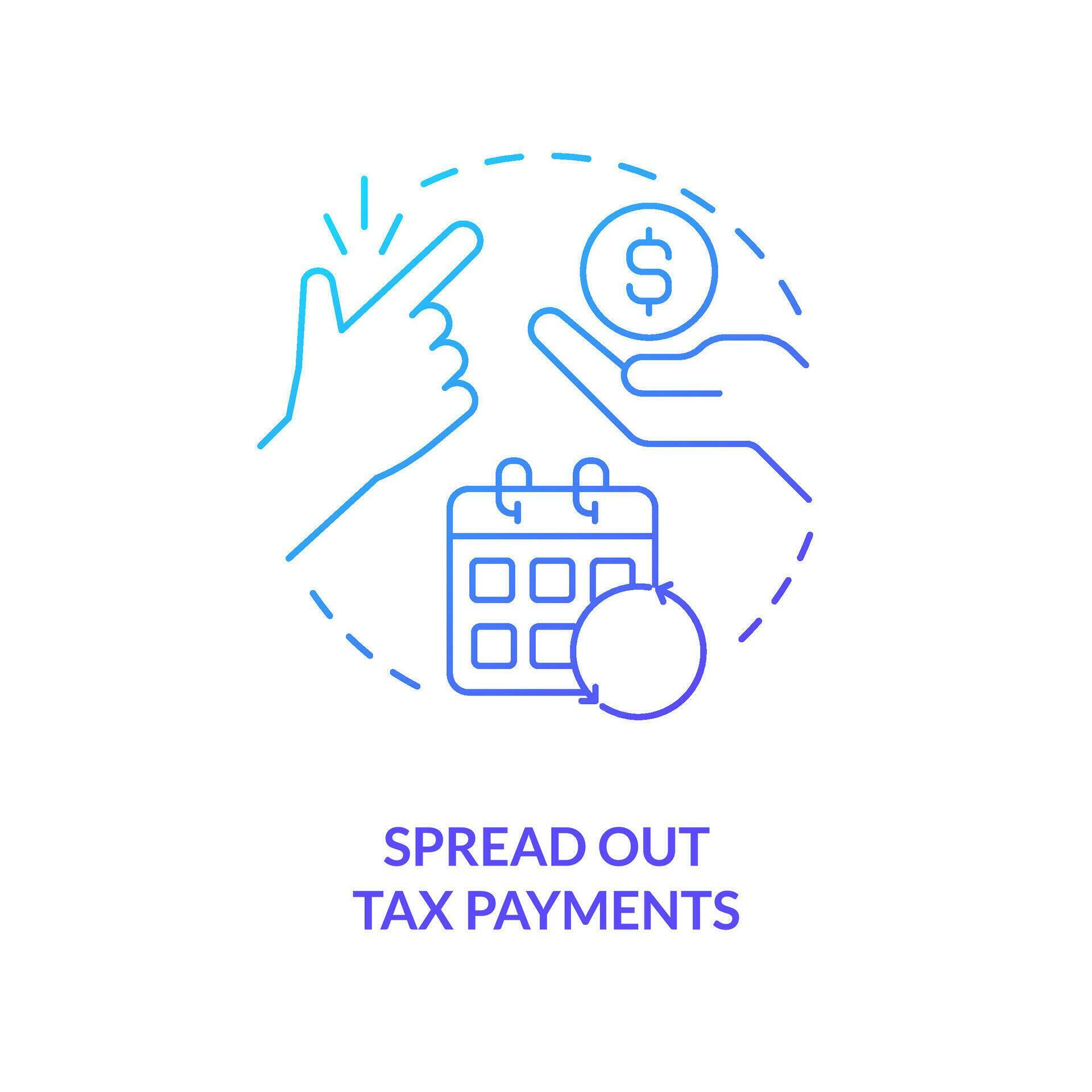 Spread out tax payments blue gradient concept icon. Taxation. Managing ... Spread out tax payments blue gradient concept icon. Taxation. Managing ...