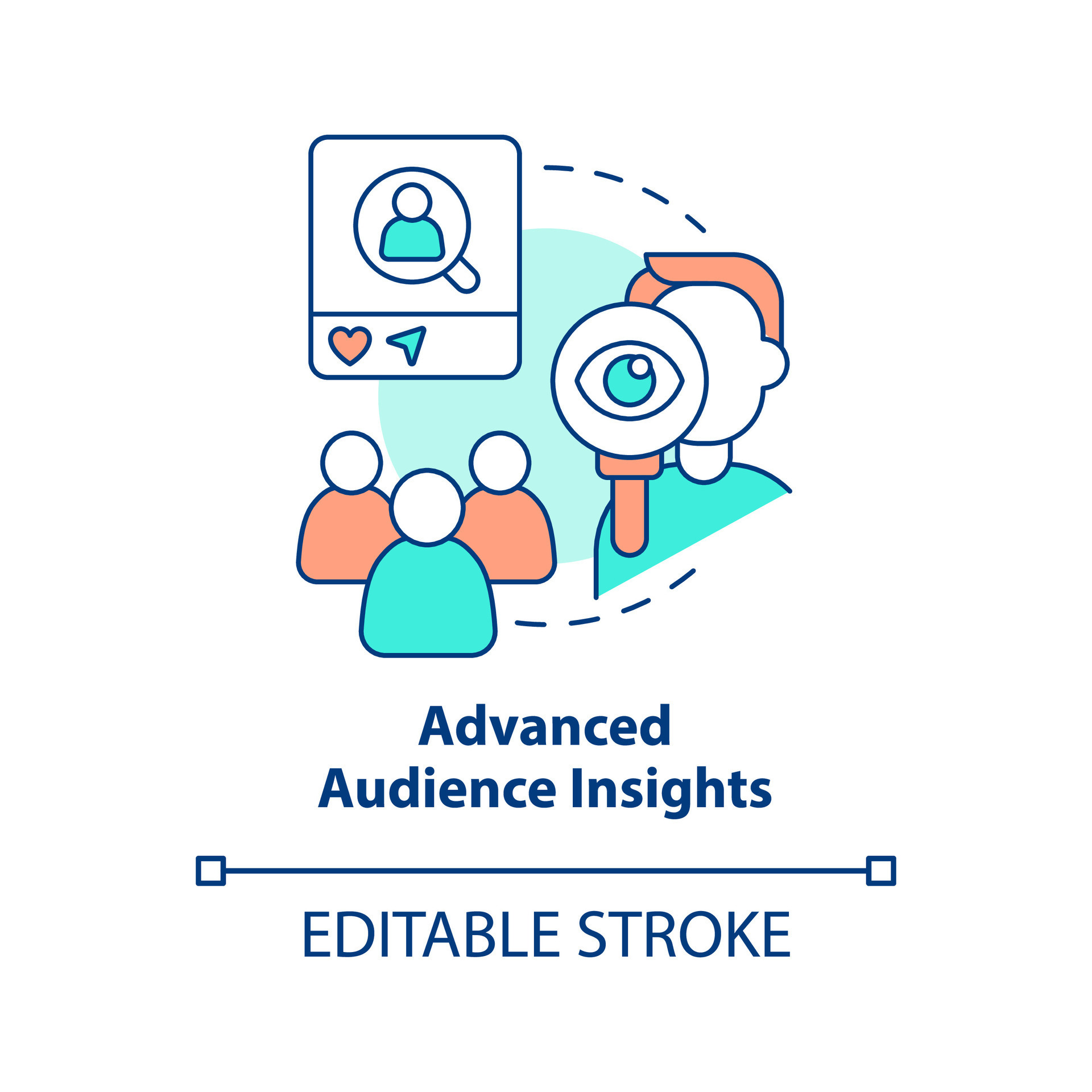 Advanced audience insights concept icon. Research target clients ...