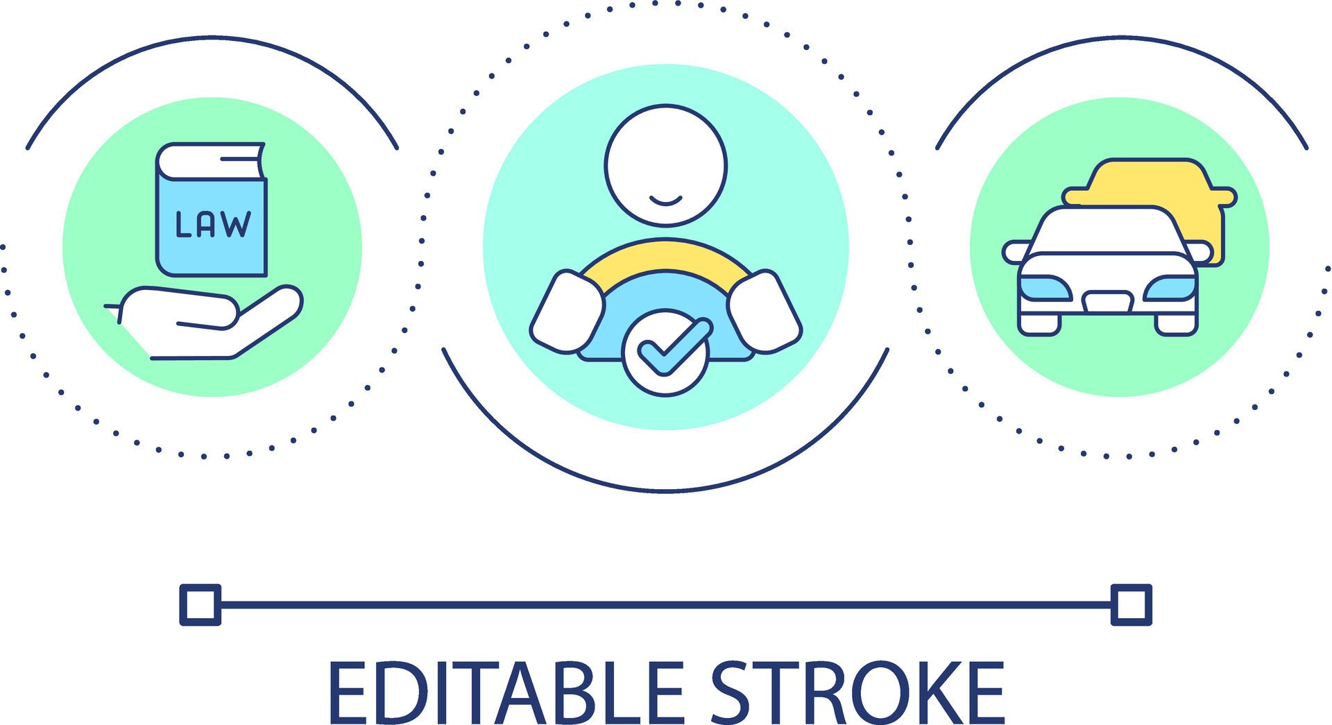 Driving rules and regulations loop concept icon. Safe driving. Car ...