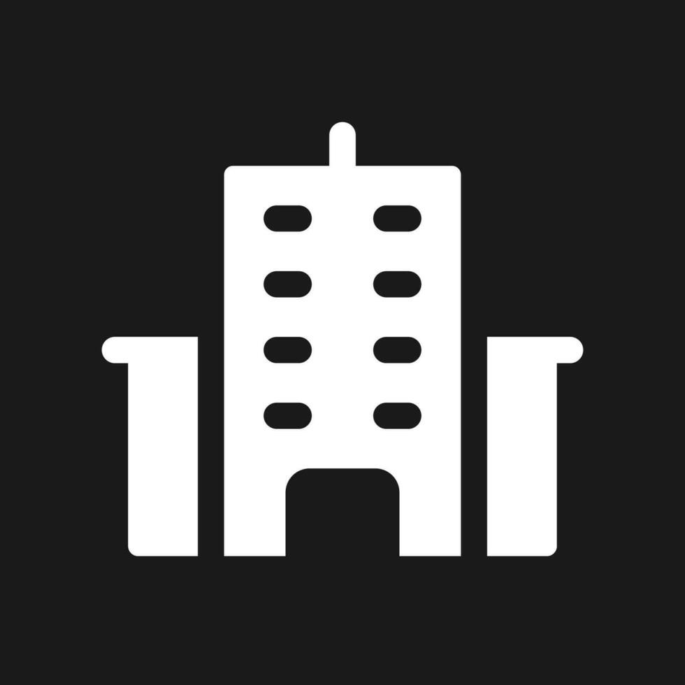 Office building location dark mode glyph ui icon. Workspace. User interface design. White ...