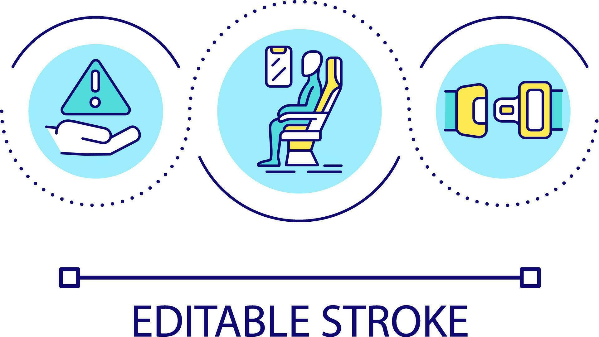 Wearing safety belt properly loop concept icon. Keeping passenger in ... Wearing safety belt properly loop concept icon. Keeping passenger in ...