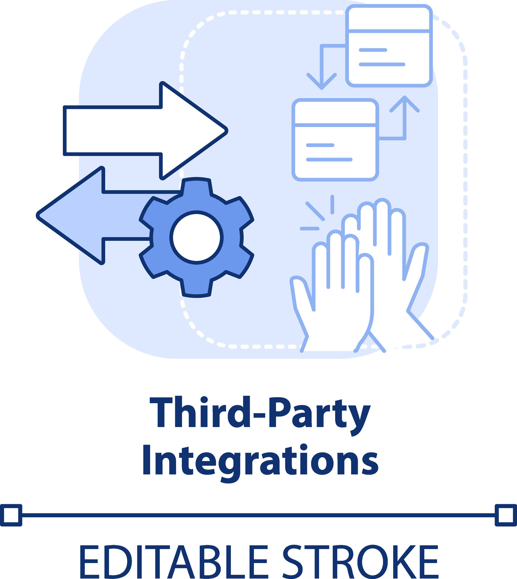 Third party integrations light blue concept icon. Customer engagement platform abstract idea ...