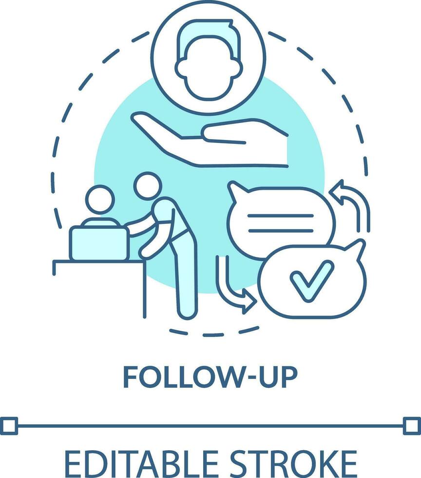 Follow up turquoise concept icon. Employee support. Developing onboarding process abstract idea ...