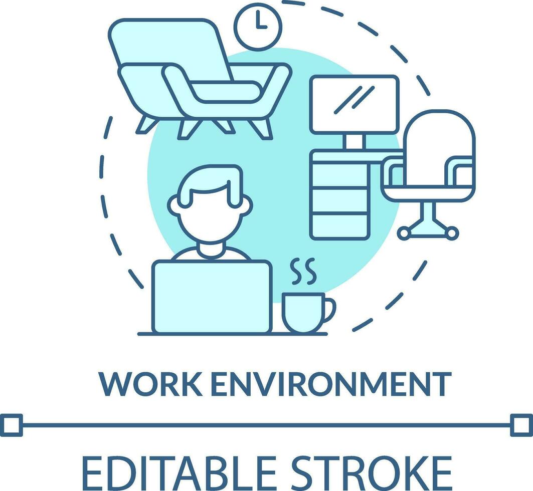 Work Environment Turquoise Concept Icon Company Culture Abstract Idea Thin Line Illustration