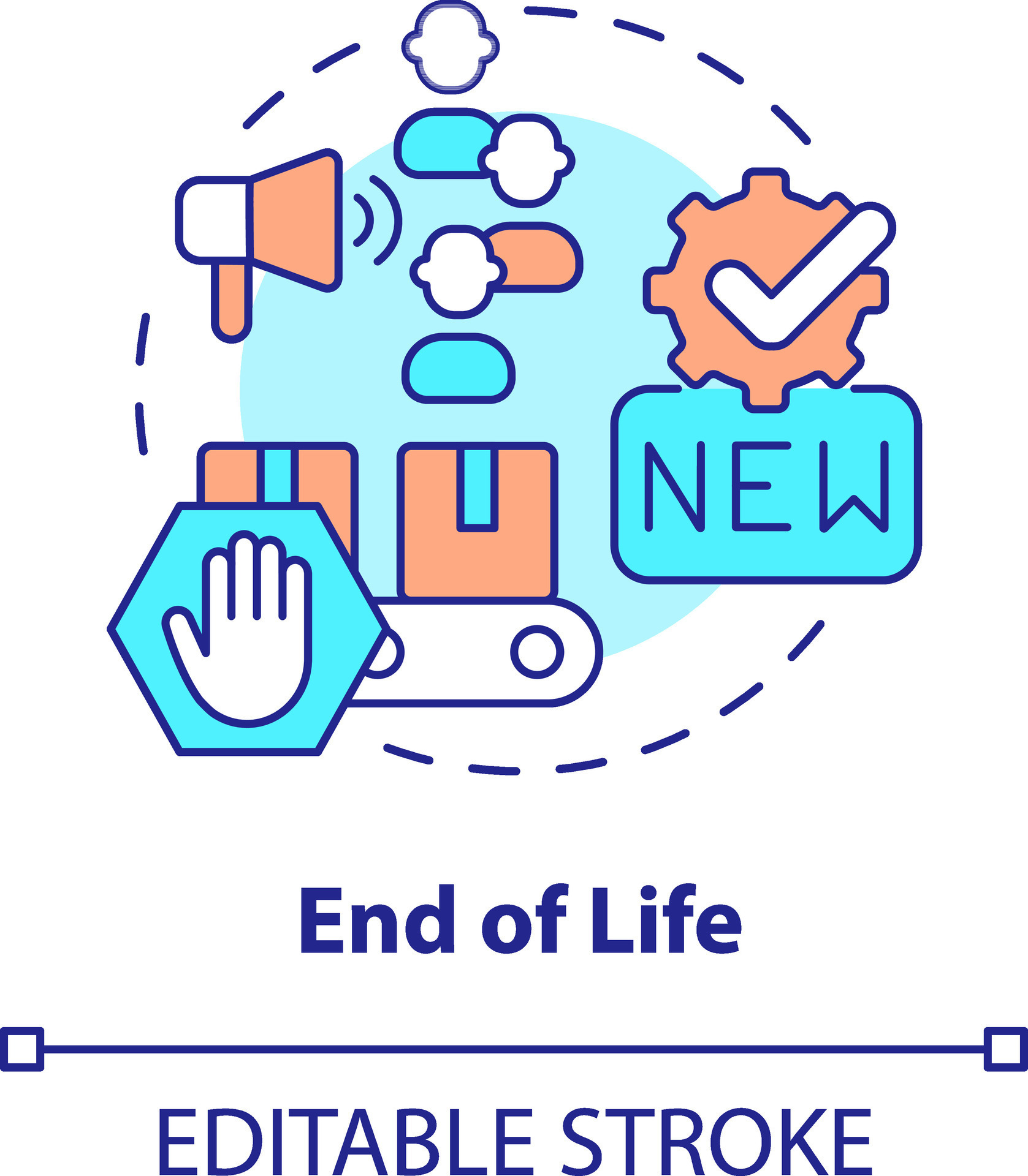 End of life concept icon. Replacement. Stage of product lifecycle ... End of life concept icon. Replacement. Stage of product lifecycle ...
