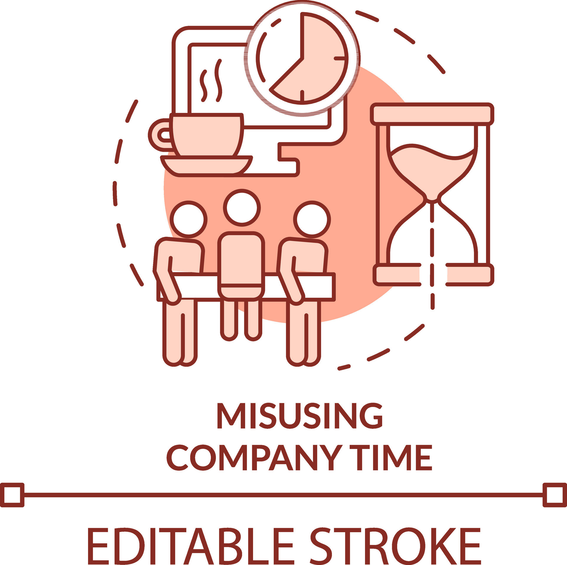 Misusing Company Time Terracotta Concept Icon Unethical Behavior In Business Abstract Idea Thin