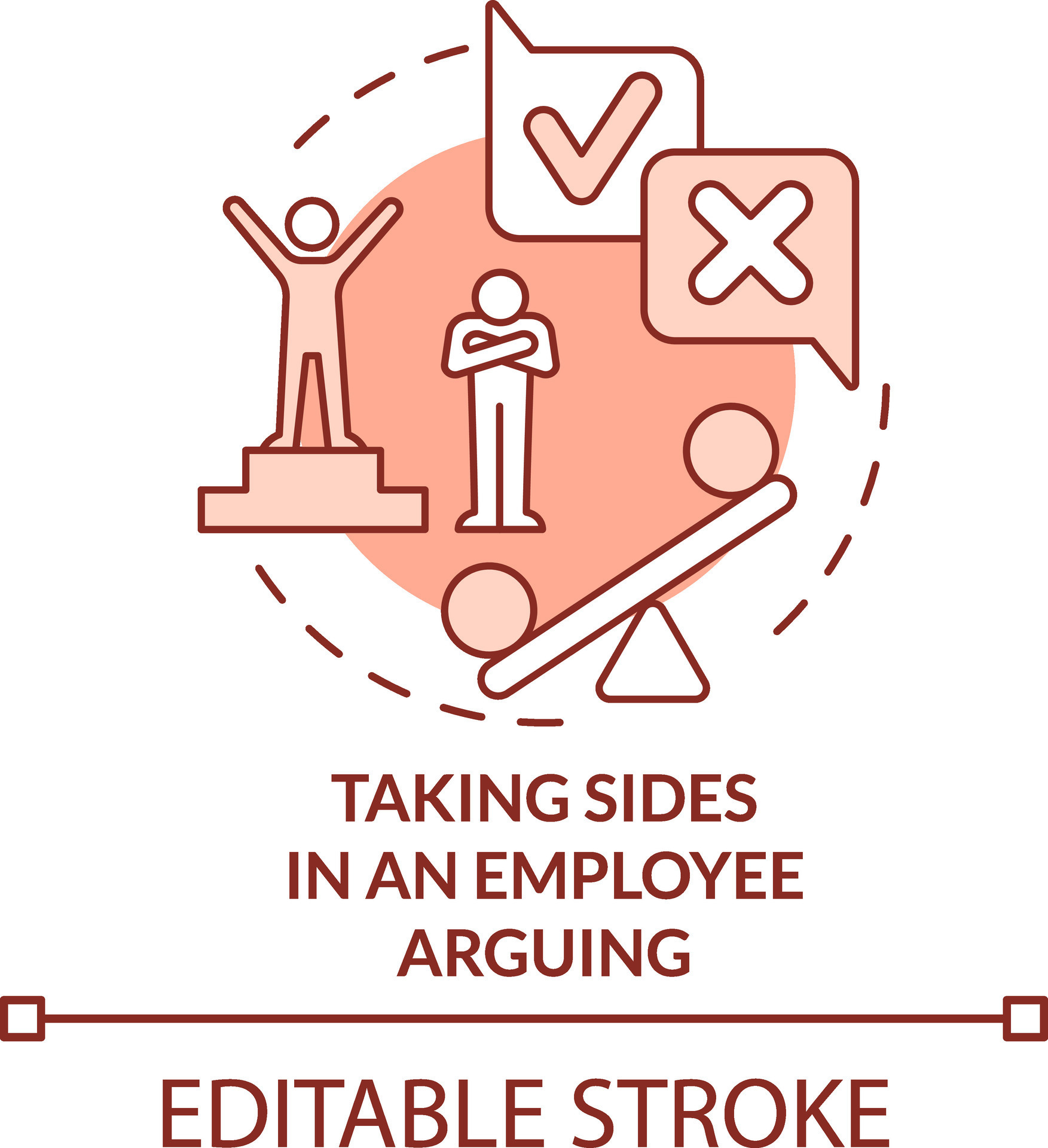 Taking Sides In Employee Arguing Terracotta Concept Icon Unethical Behavior In Work Abstract