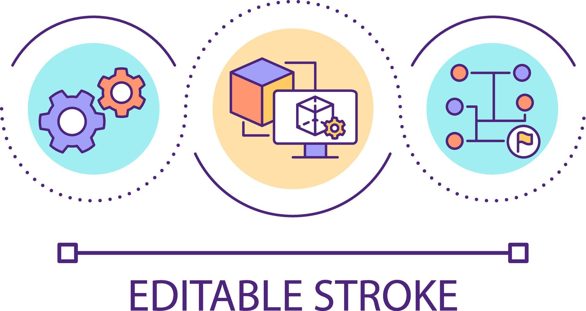 Software for engineers loop concept icon. Digital projects development. Technology integration ...