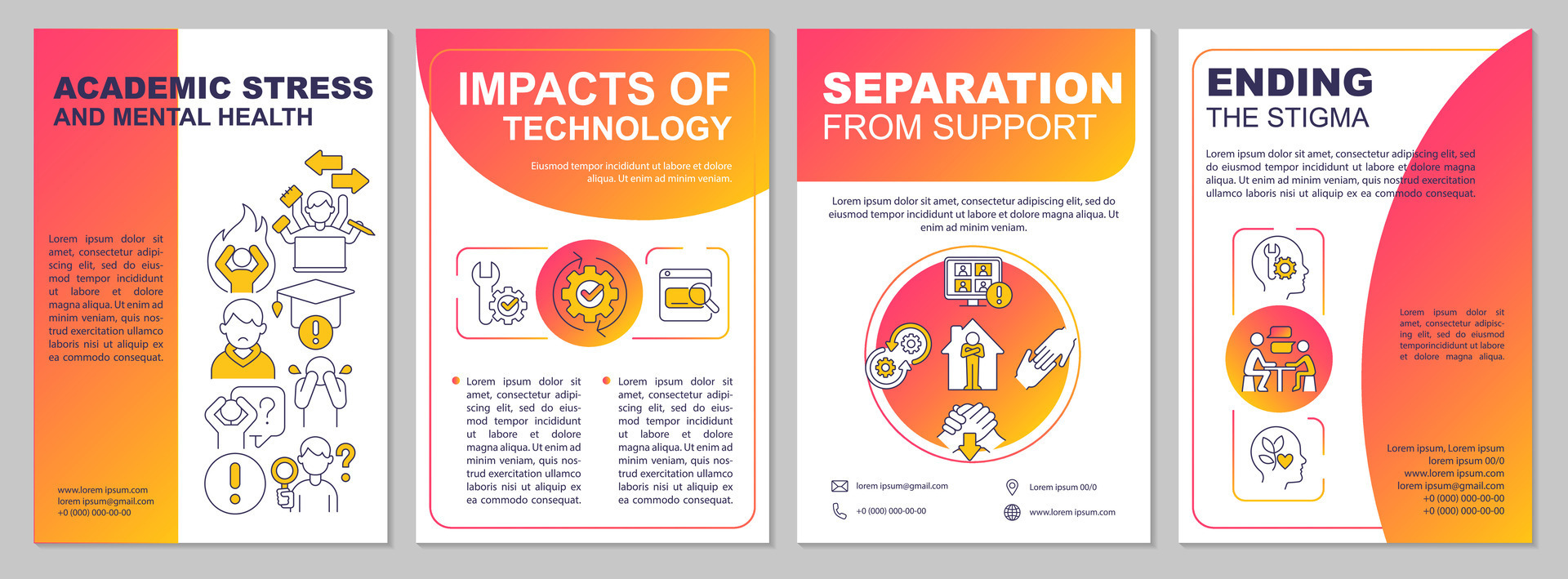Academic Pressure Through E Learning Red Gradient Brochure Template Leaflet Design With Linear