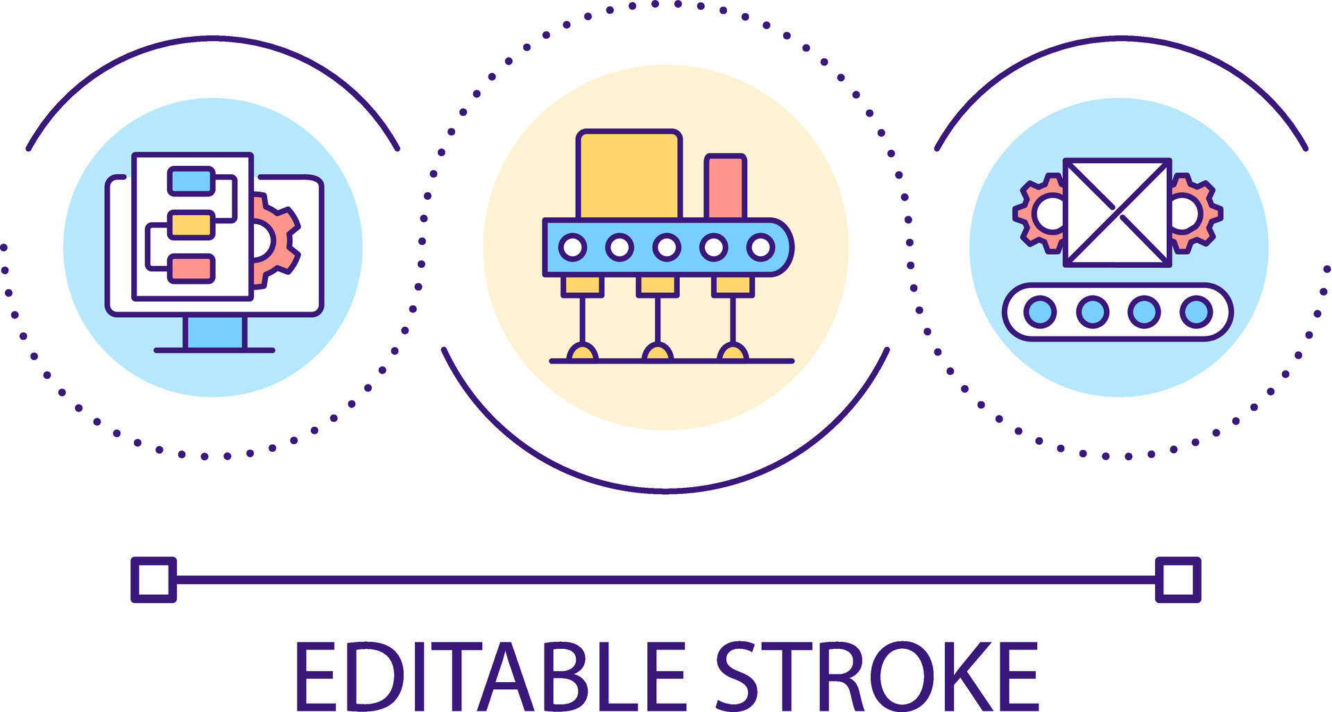 Digitalization Of Production Processes Loop Concept Icon Automated Machines For Industrial